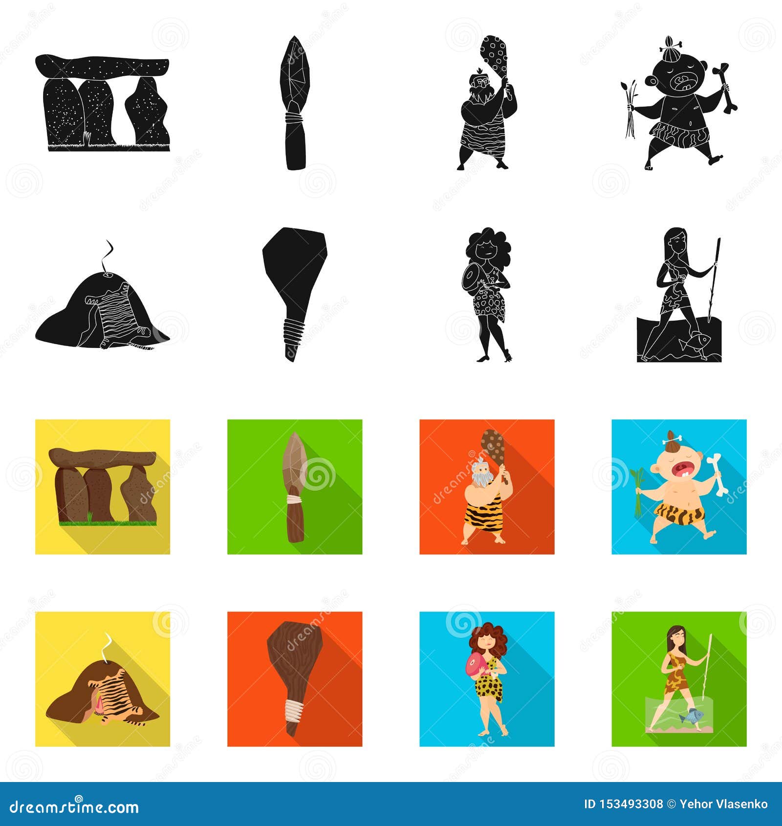 Isolated Object of Evolution and Prehistory Sign. Set of Evolution and ...