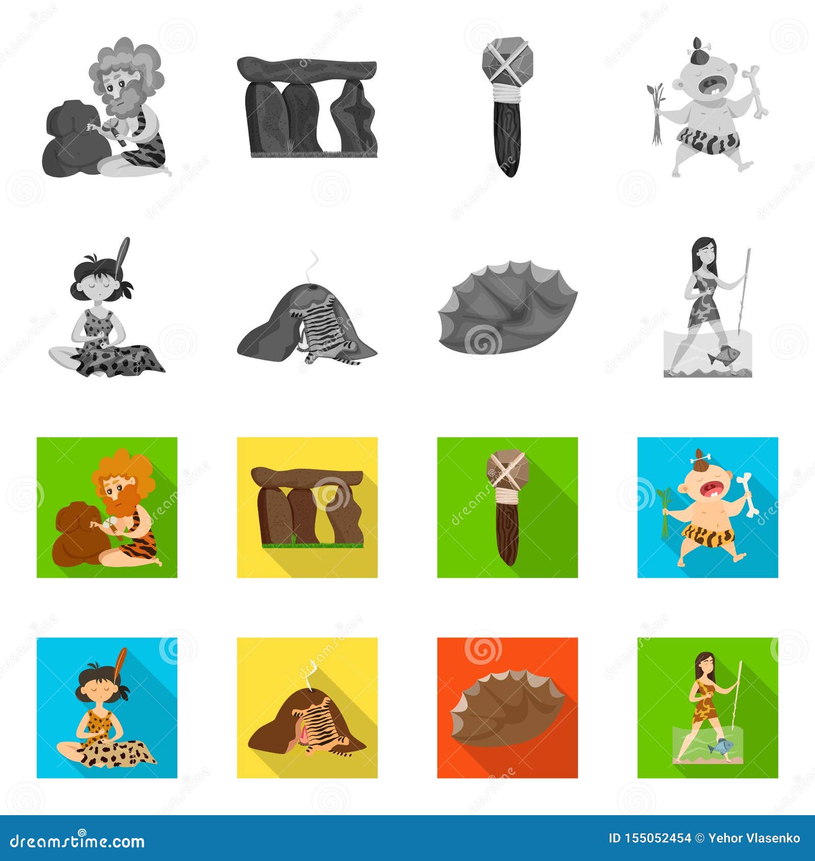 Vector Illustration of Evolution and Prehistory Icon. Set of Evolution ...