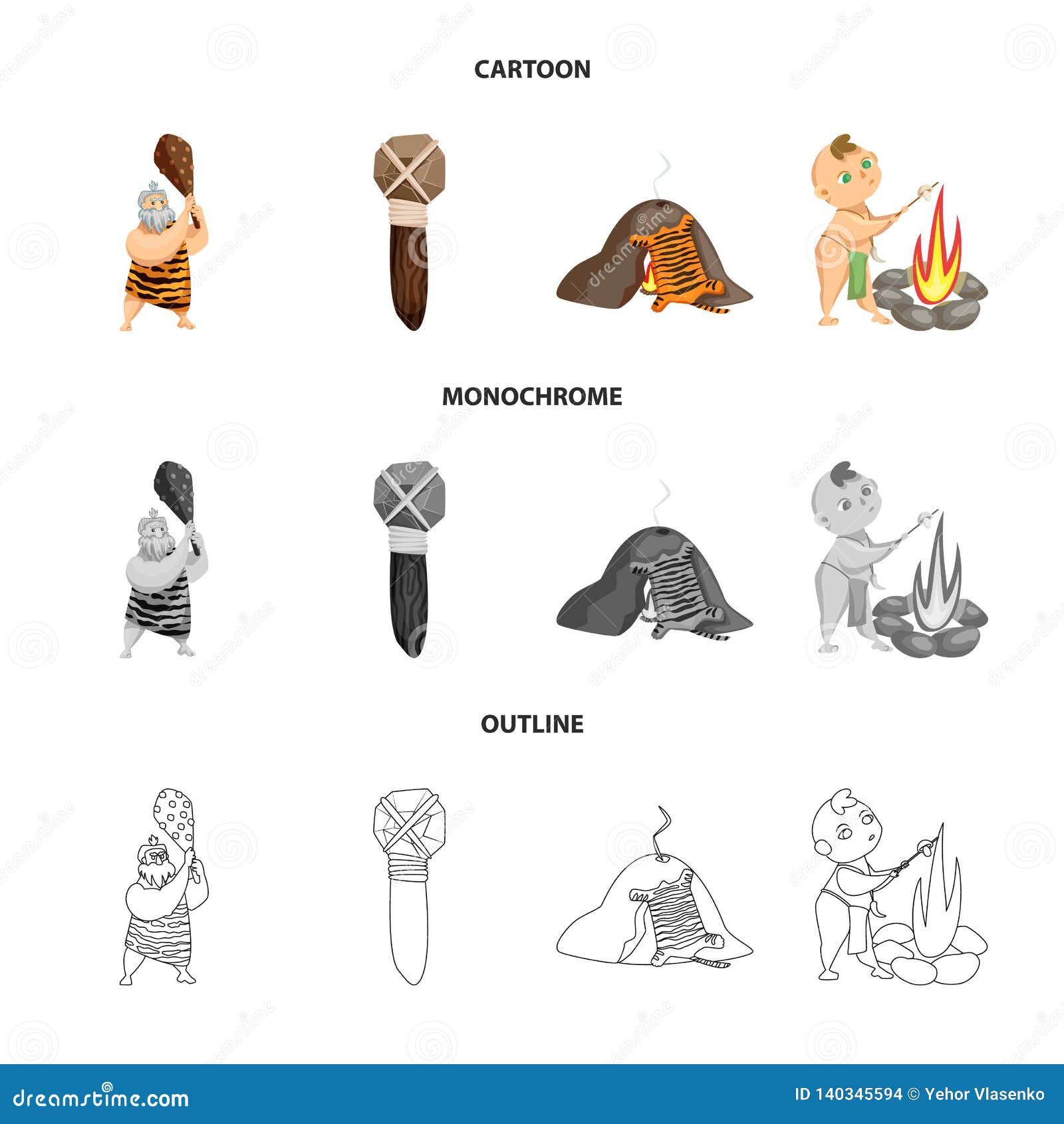 Isolated Object of Evolution and Prehistory Symbol. Collection of ...