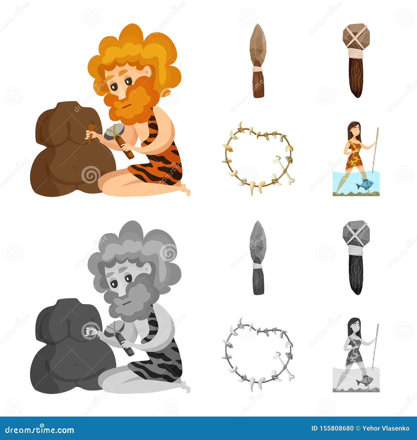 Isolated Object of Evolution and Prehistory Symbol. Set of Evolution ...