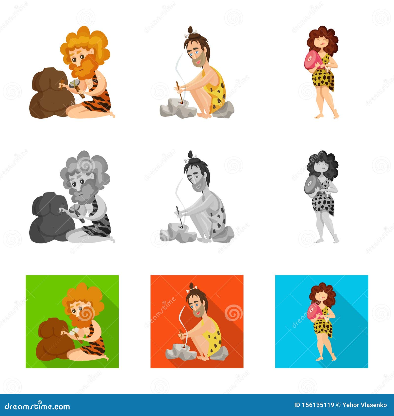 Vector Illustration of Evolution and Prehistory Icon. Collection of ...