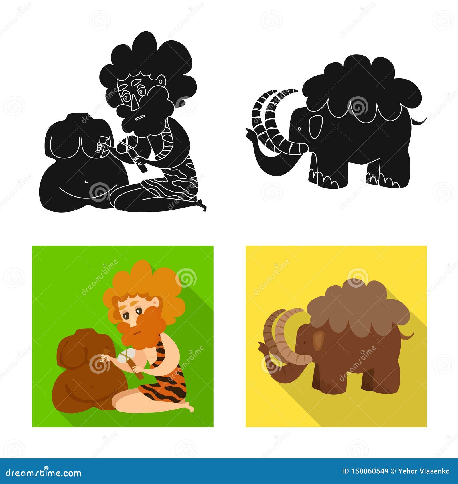 Vector Illustration of Evolution and Prehistory Icon. Collection of ...