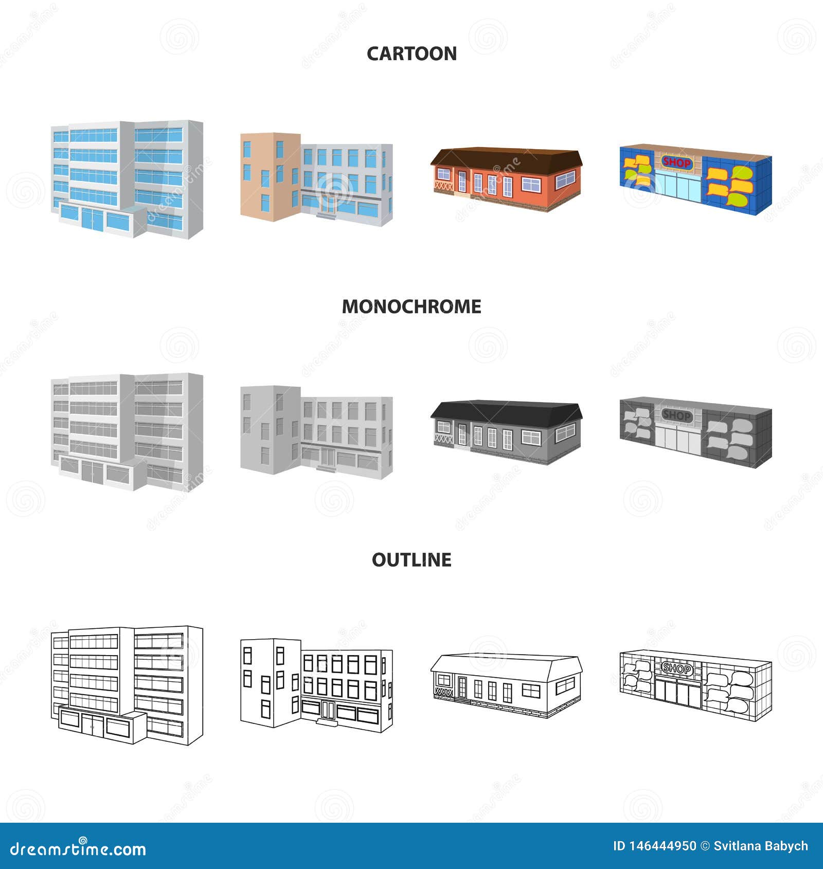 Isolated Object of Facade and Housing Icon. Collection of Facade and ...
