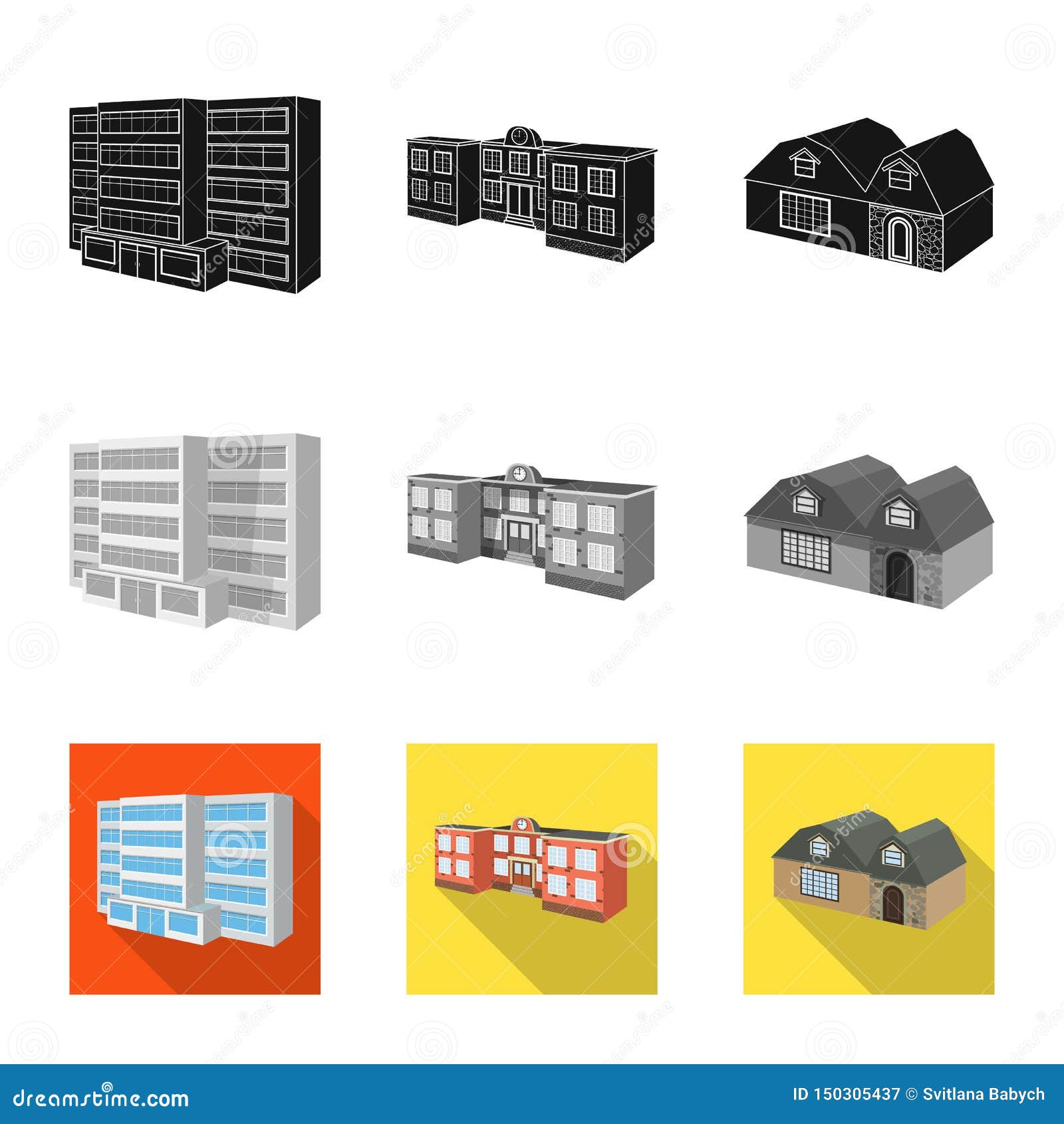 Isolated Object of Facade and Housing Logo. Collection of Facade and ...