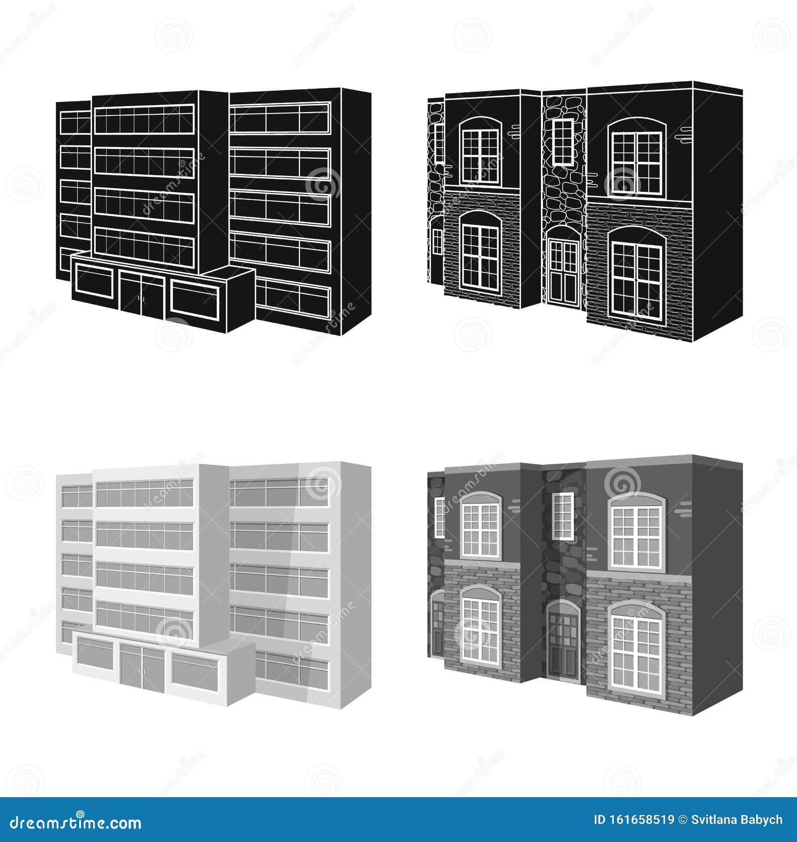 Isolated Object of Facade and Housing Logo. Collection of Facade and ...