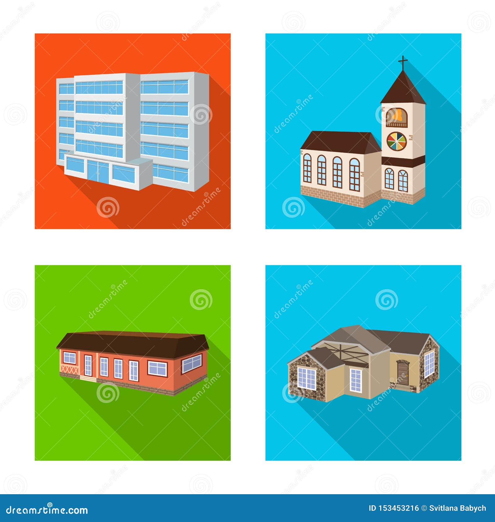 Vector Illustration of Facade and Housing Symbol. Collection of Facade ...