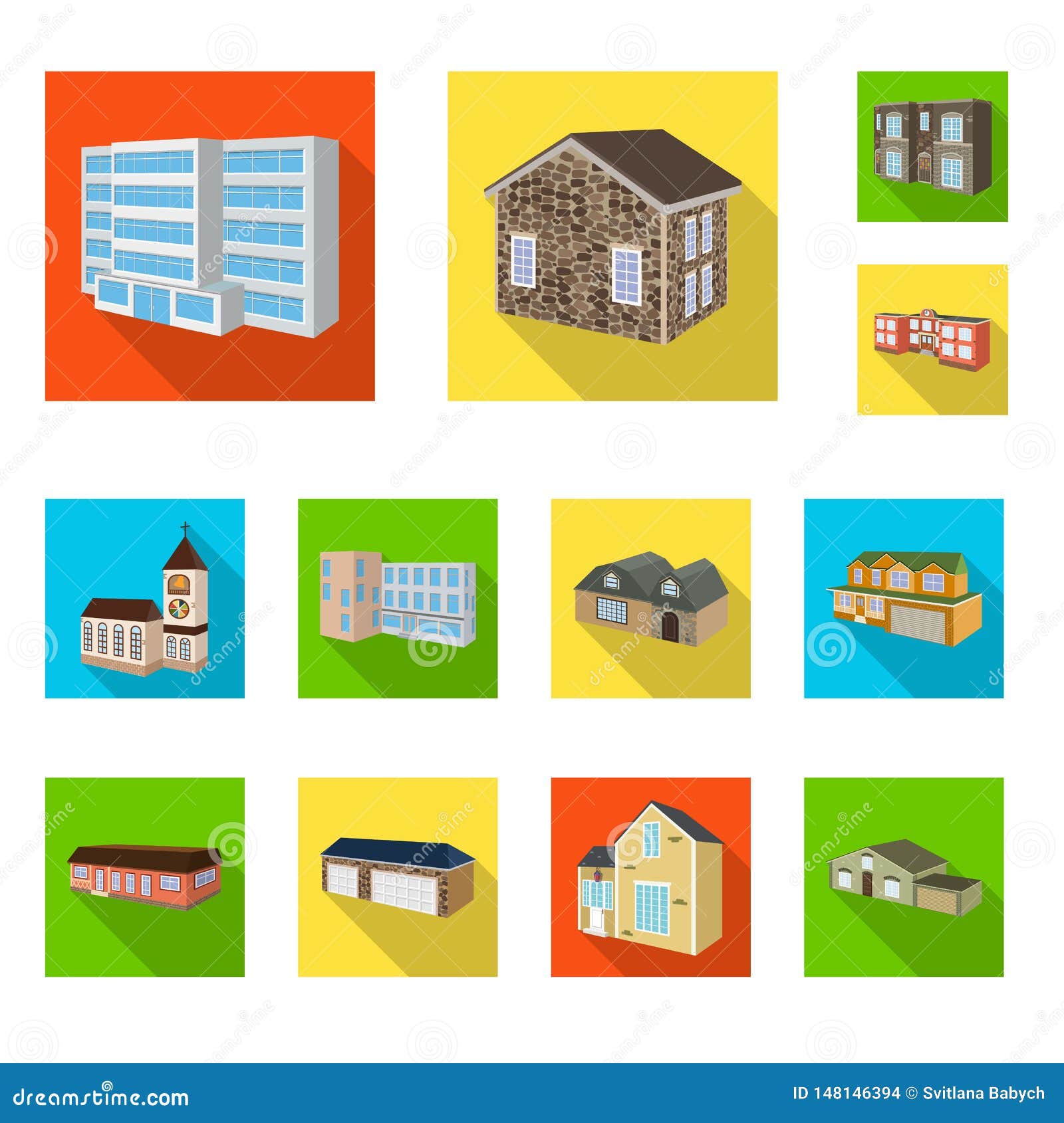 Isolated Object of Facade and Housing Symbol. Collection of Facade and ...