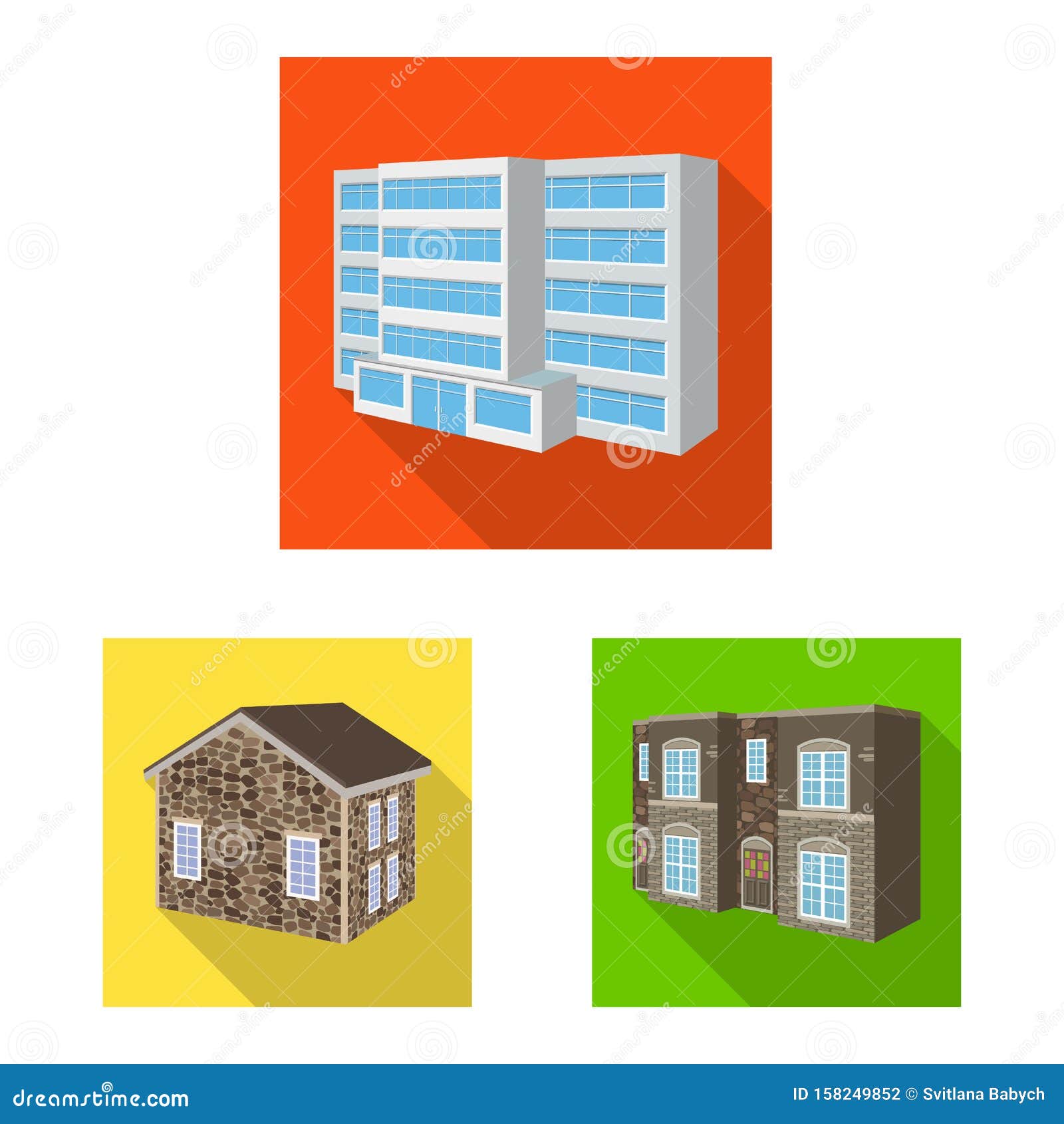 Isolated Object of Facade and Housing Symbol. Set of Facade and ...