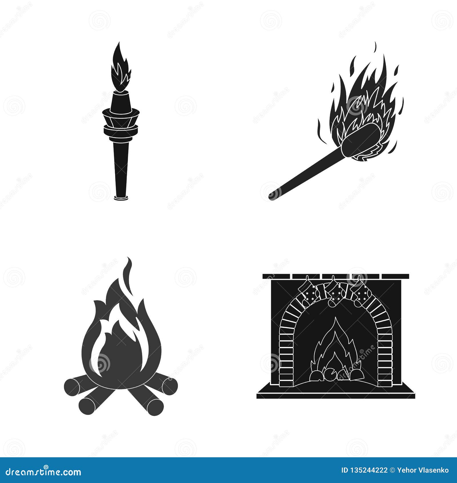 Isolated Object of Fire and Flame Icon. Set of Fire and Fireball Vector ...