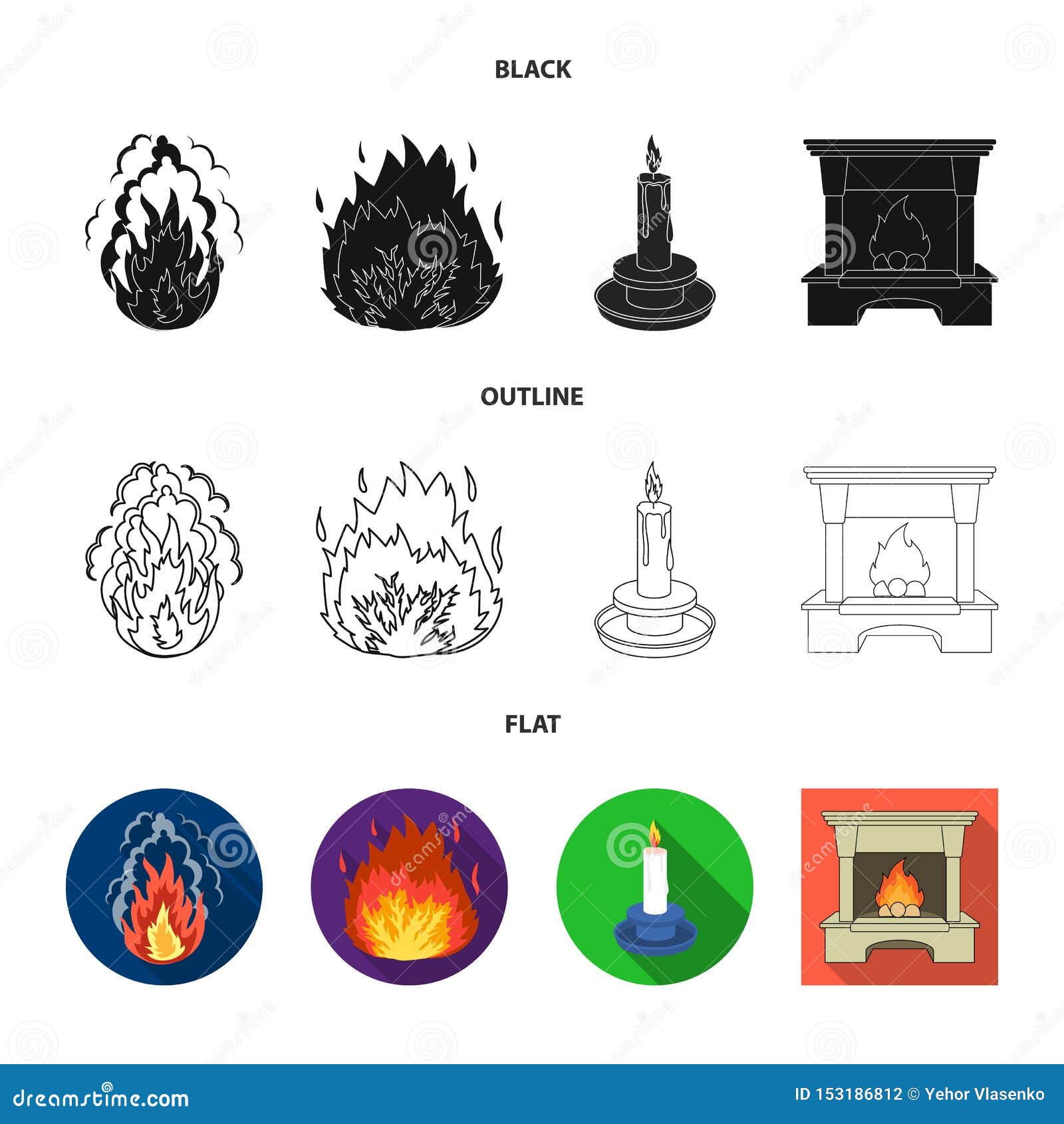 Isolated Object of Fire and Flame Symbol. Collection of Fire and ...