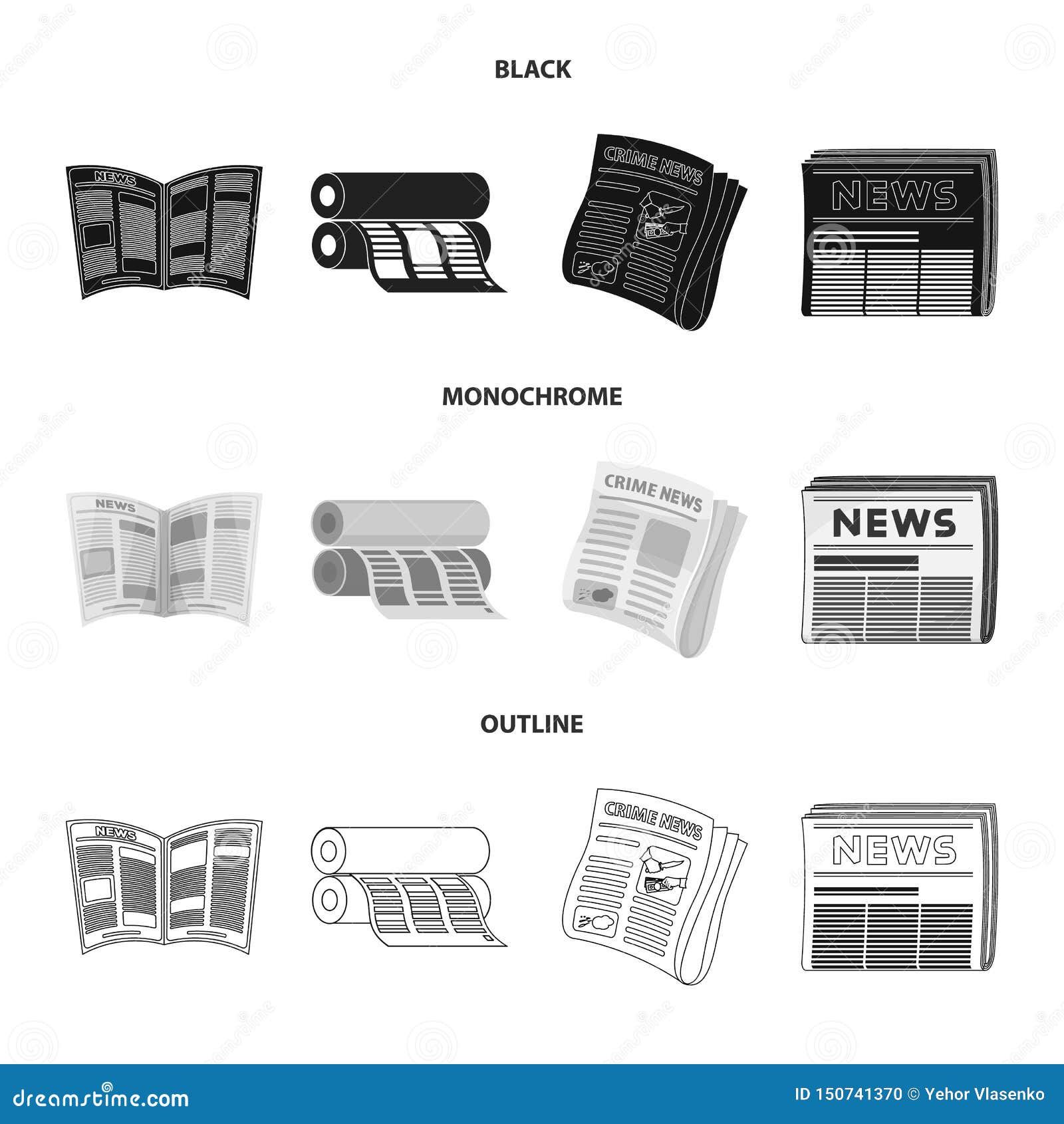 Vector Illustration of daily and Folded Sign. Collection of daily and ...