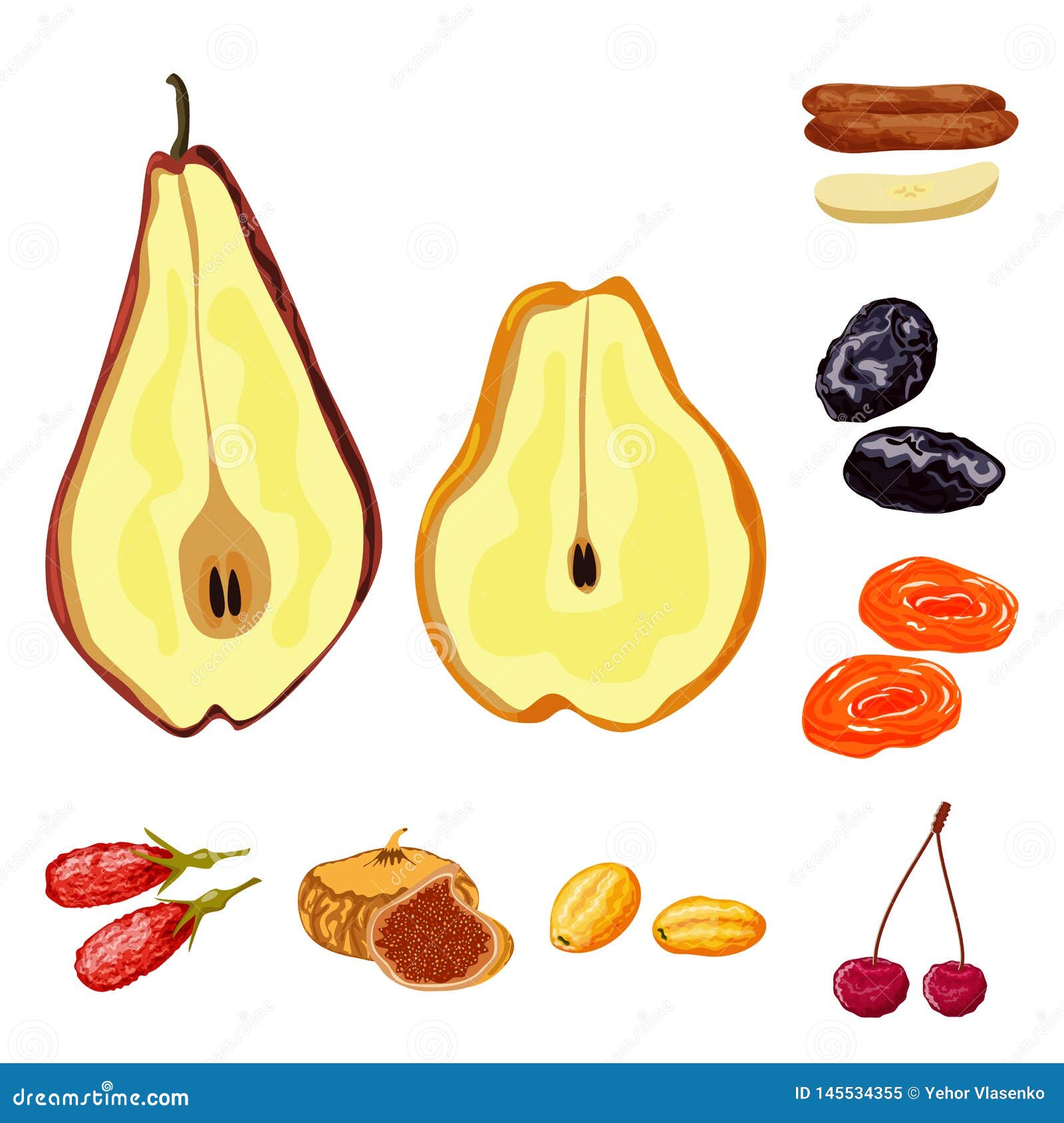 Isolated Object of Fruit and Dried Logo. Collection of Fruit and Food ...