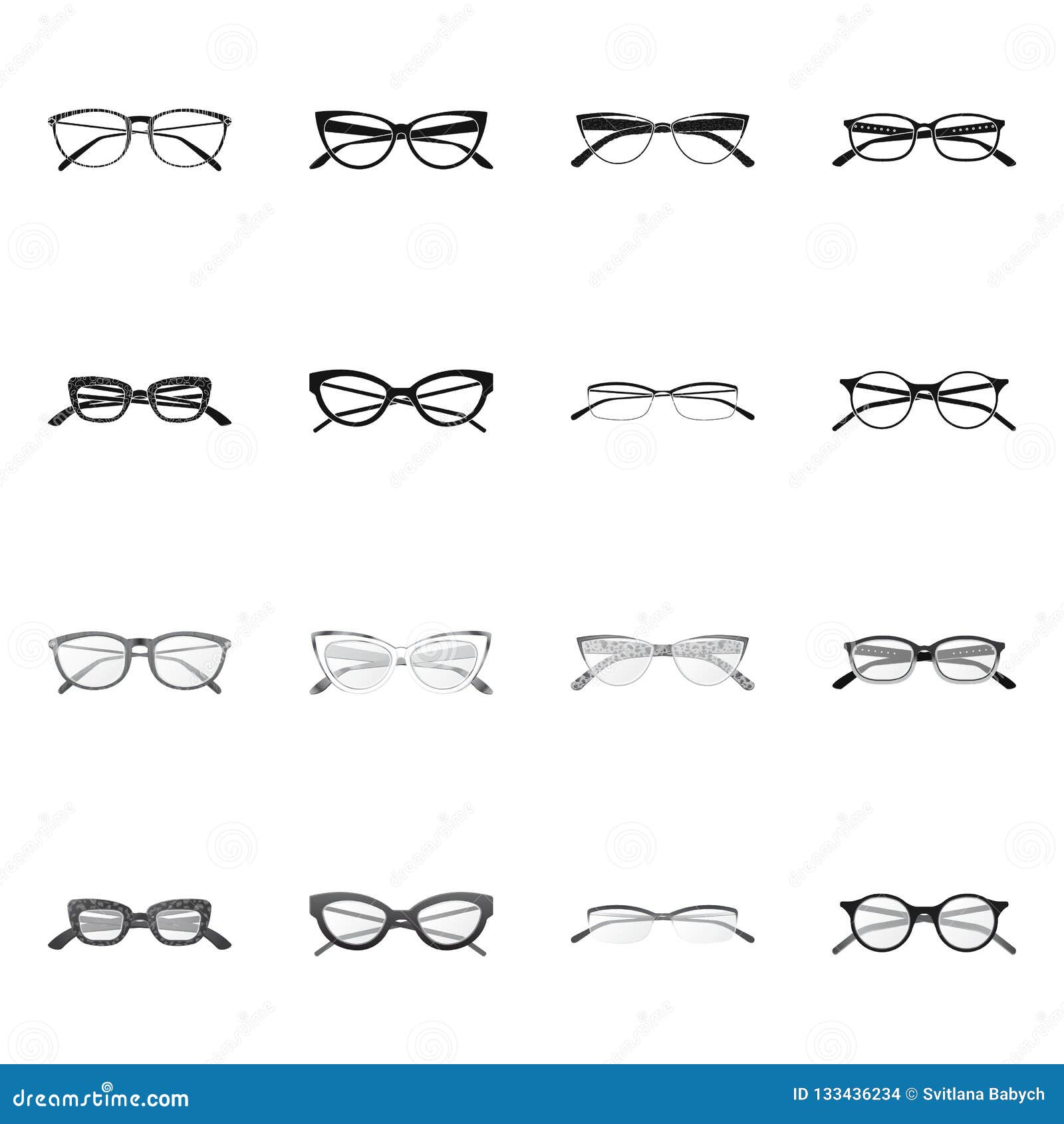 Isolated Object of Glasses and Frame Symbol. Collection of Glasses and ...