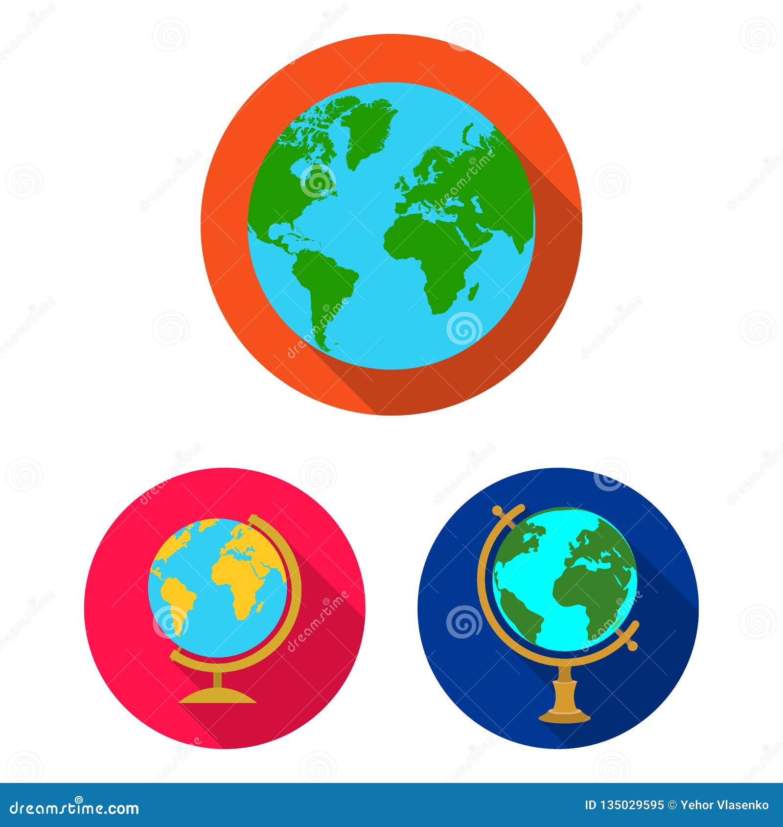 Isolated Object of Globe and World Icon. Set of Globe and Earth Vector ...