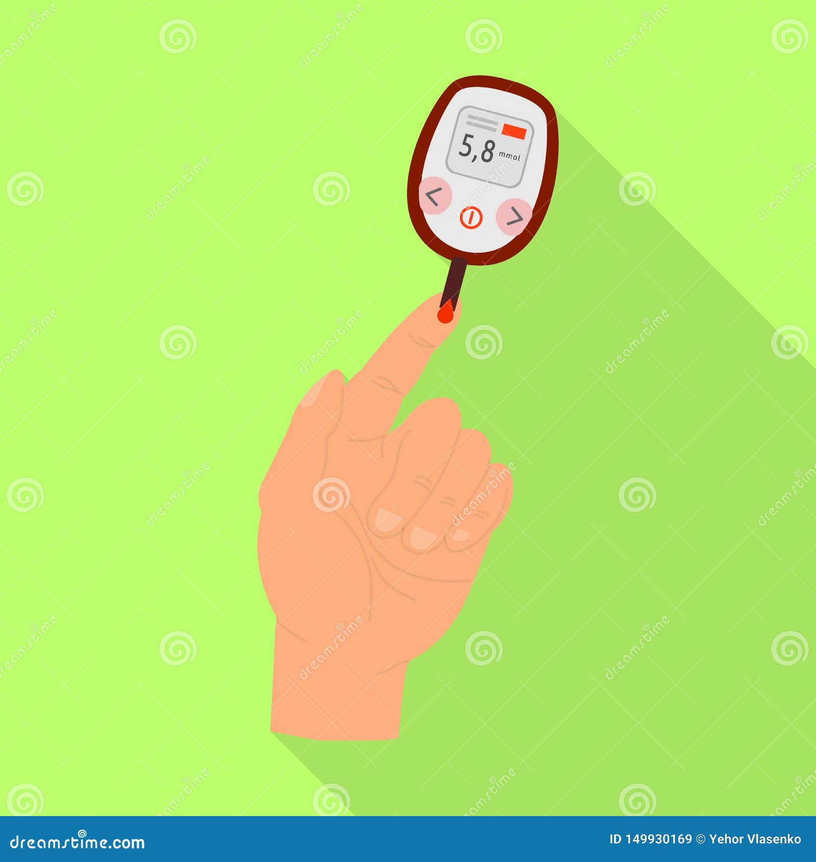 Vector Illustration of Glucometer and Measuring Sign. Set of Glucometer ...