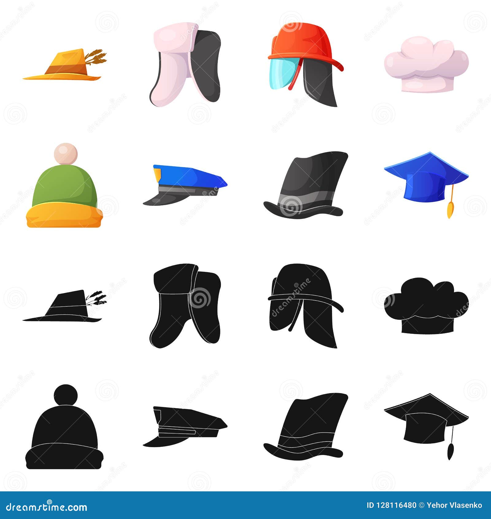 Isolated Object of Headgear and Cap Logo. Set of Headgear and Accessory ...