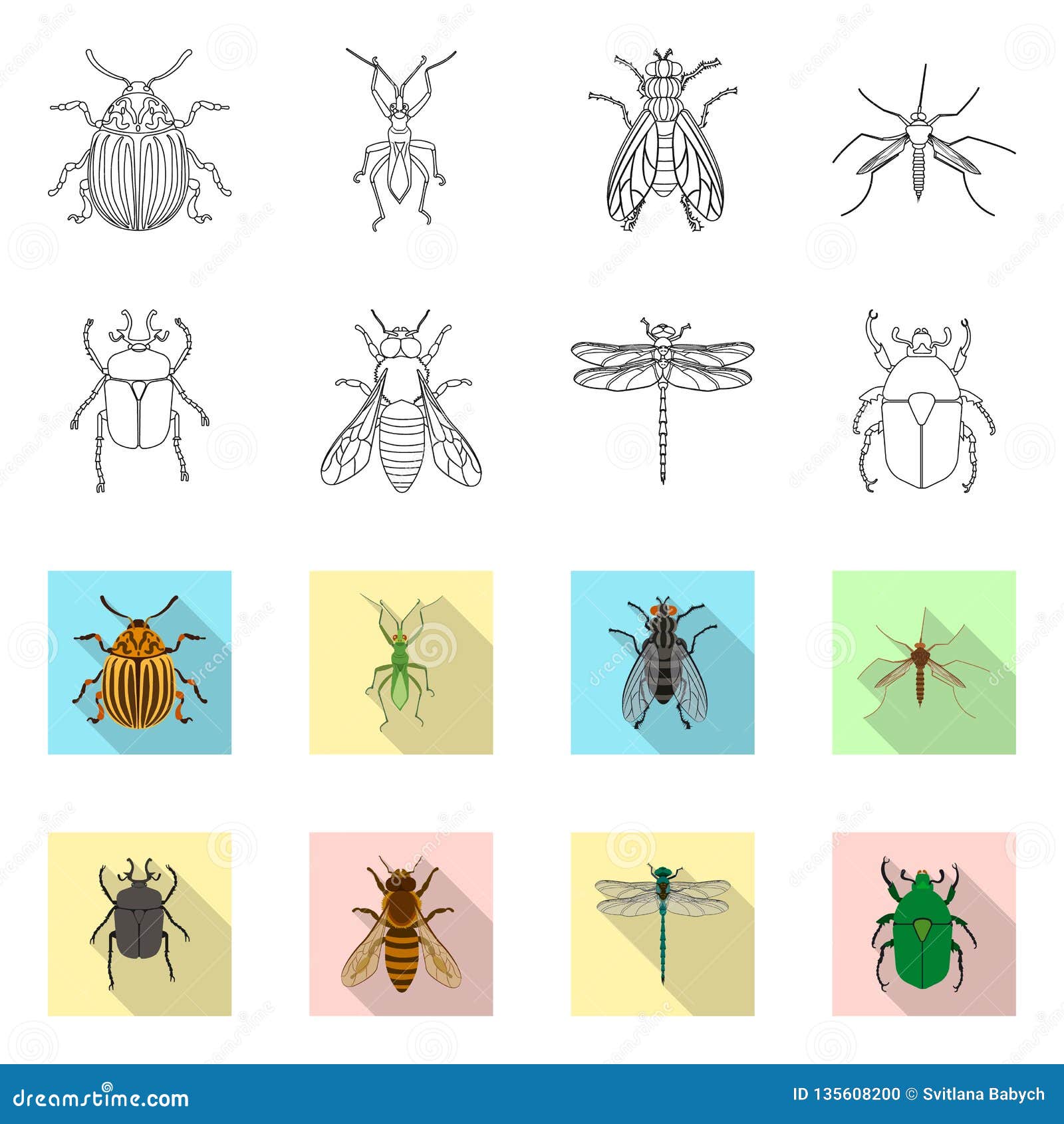 Isolated Object of Insect and Fly Symbol. Collection of Insect and ...