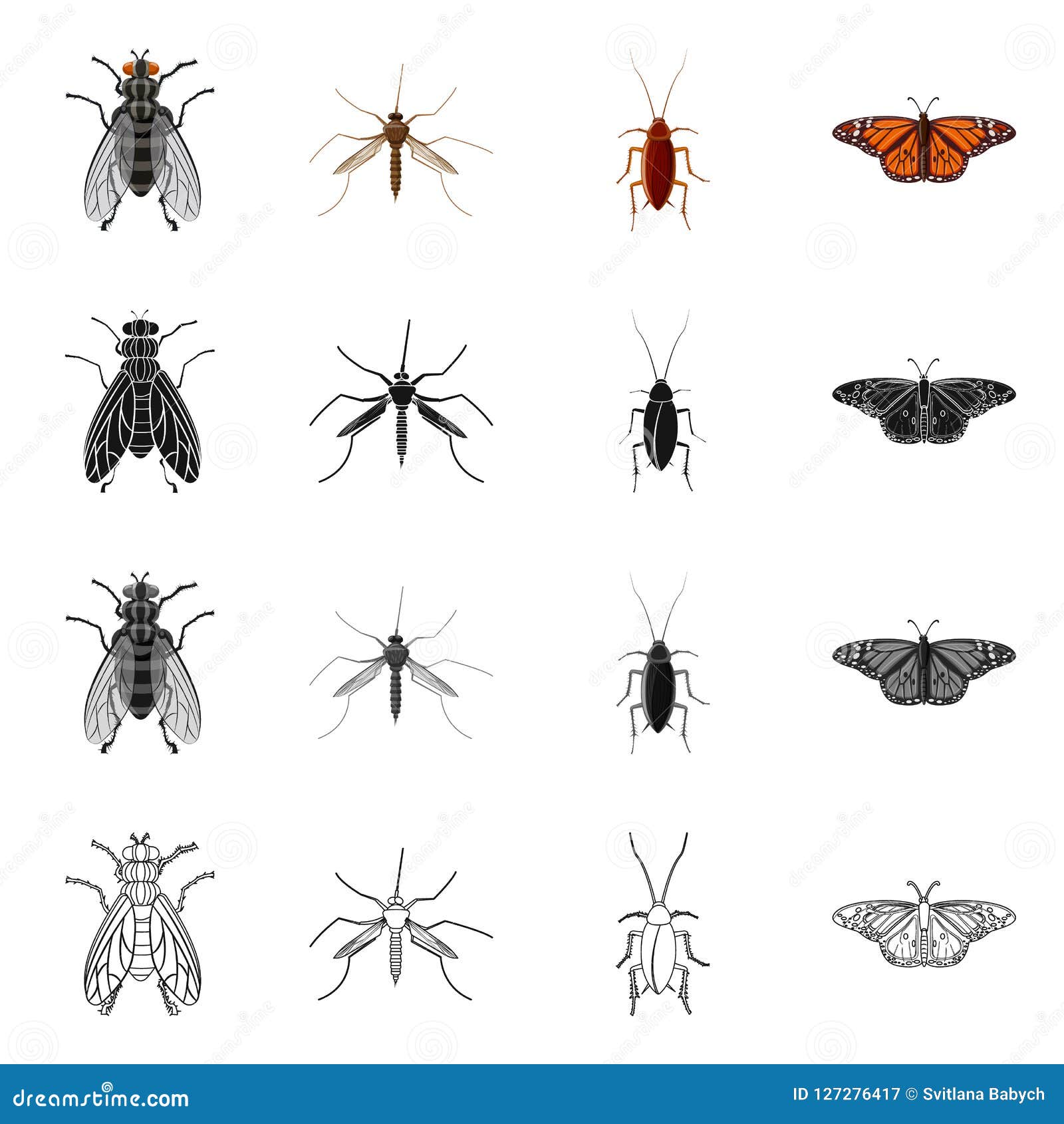 Isolated Object of Insect and Fly Symbol. Collection of Insect and ...