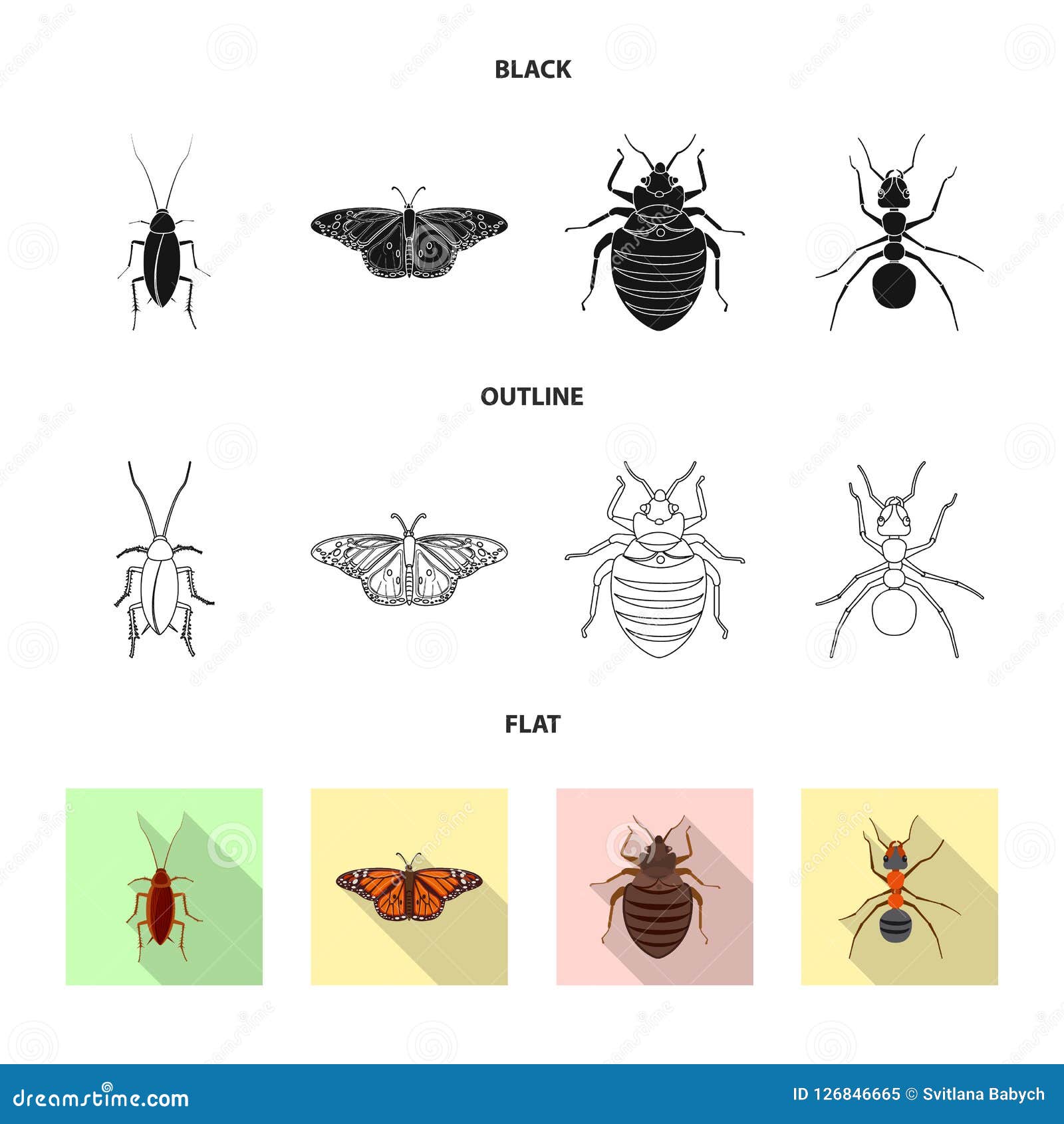Isolated Object of Insect and Fly Symbol. Set of Insect and Element ...