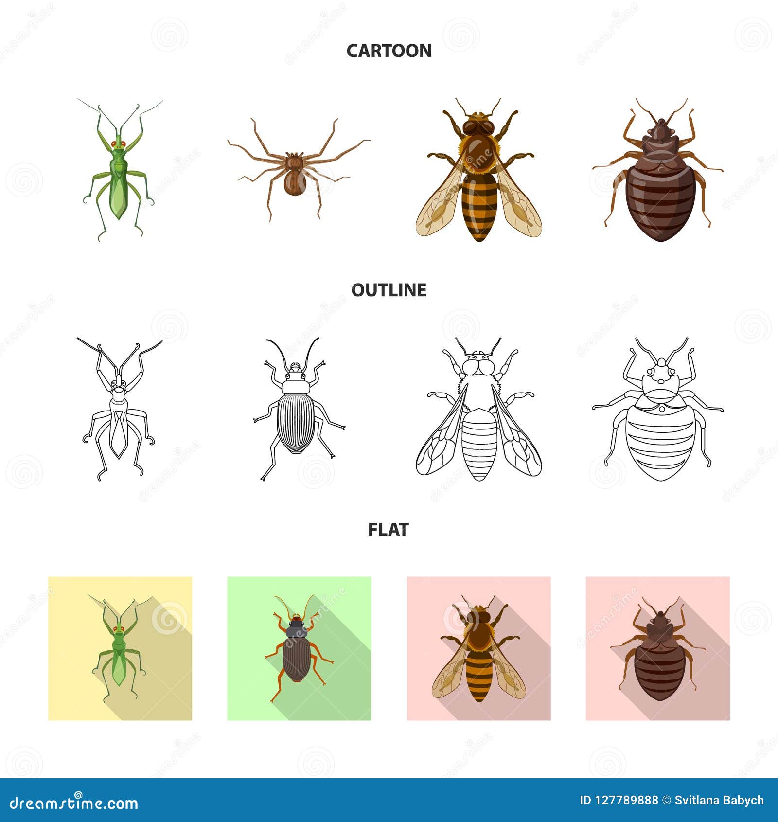 Isolated Object of Insect and Fly Symbol. Set of Insect and Element ...
