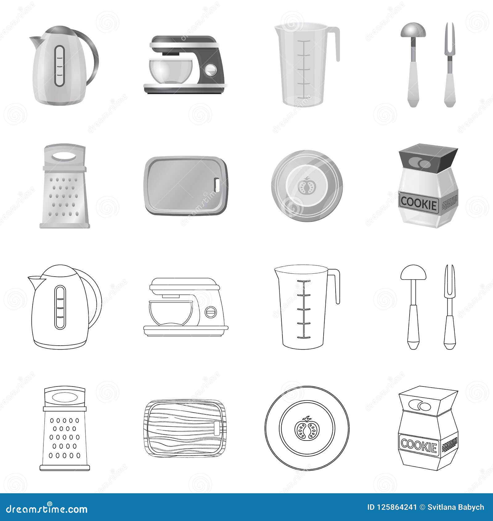 Vector Illustration of Kitchen and Cook Symbol. Set of Kitchen and ...