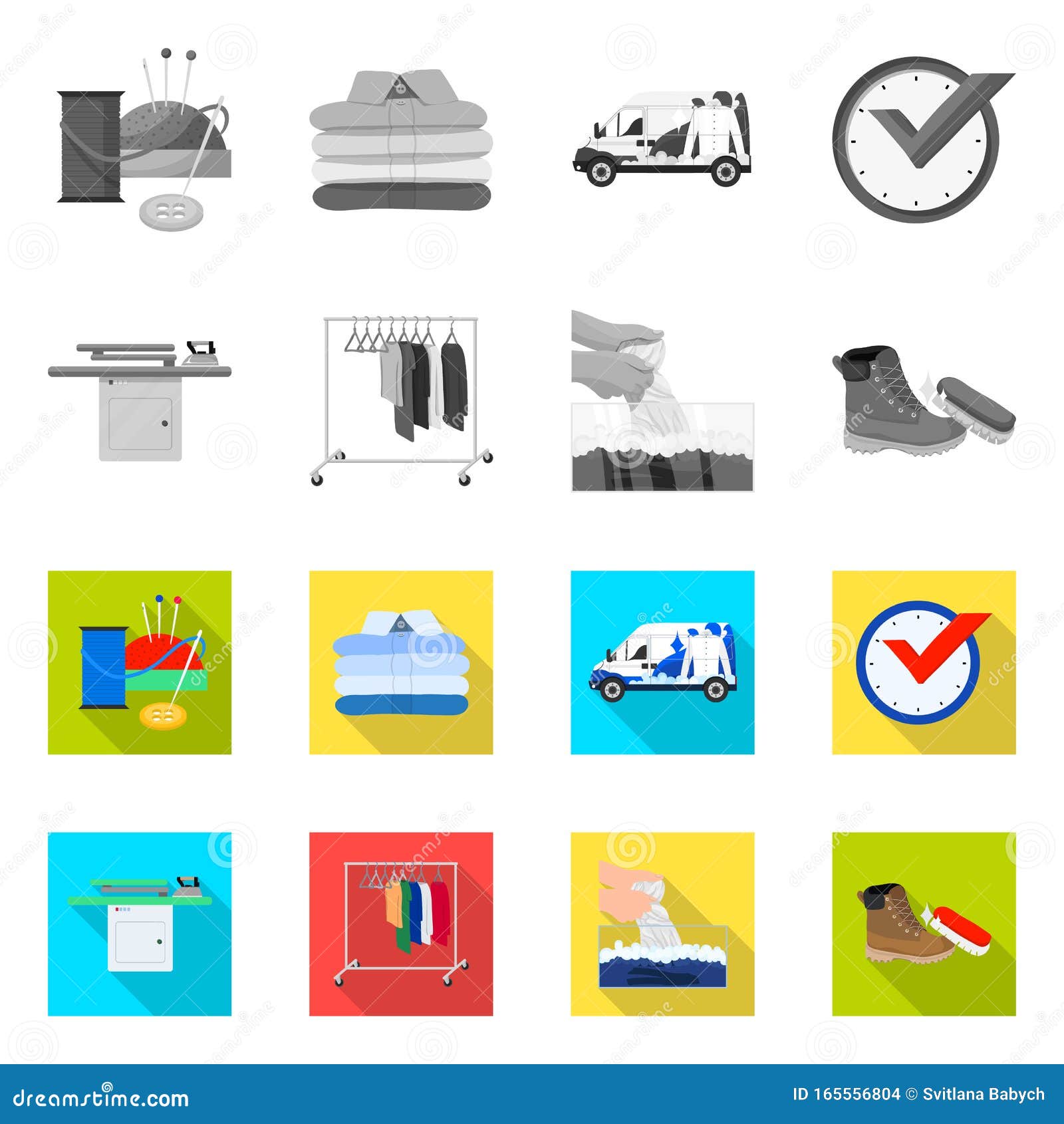 Vector Illustration of Laundry and Clean Sign. Collection of Laundry ...