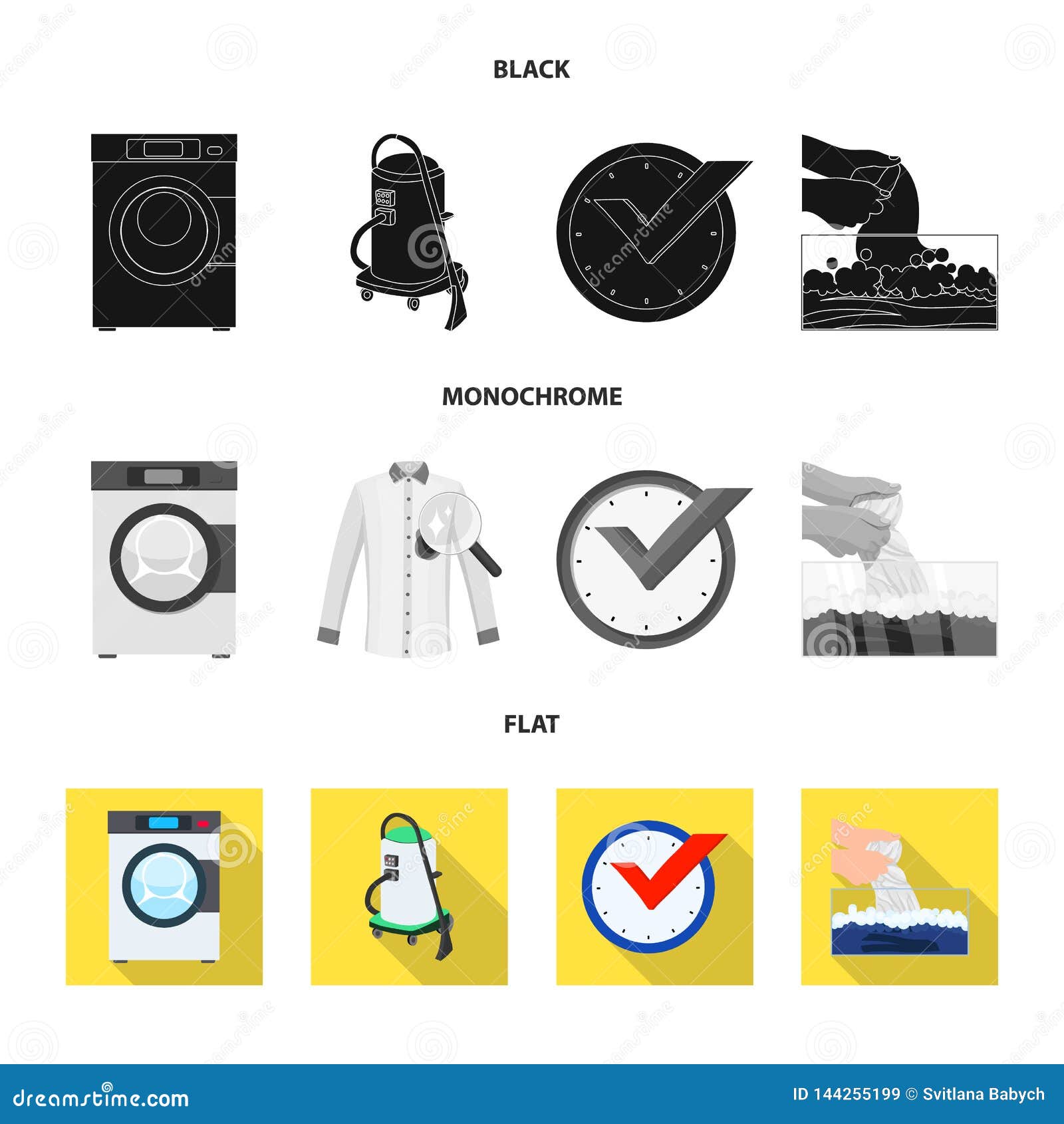 Isolated Object of Laundry and Clean Sign. Set of Laundry and Clothes ...