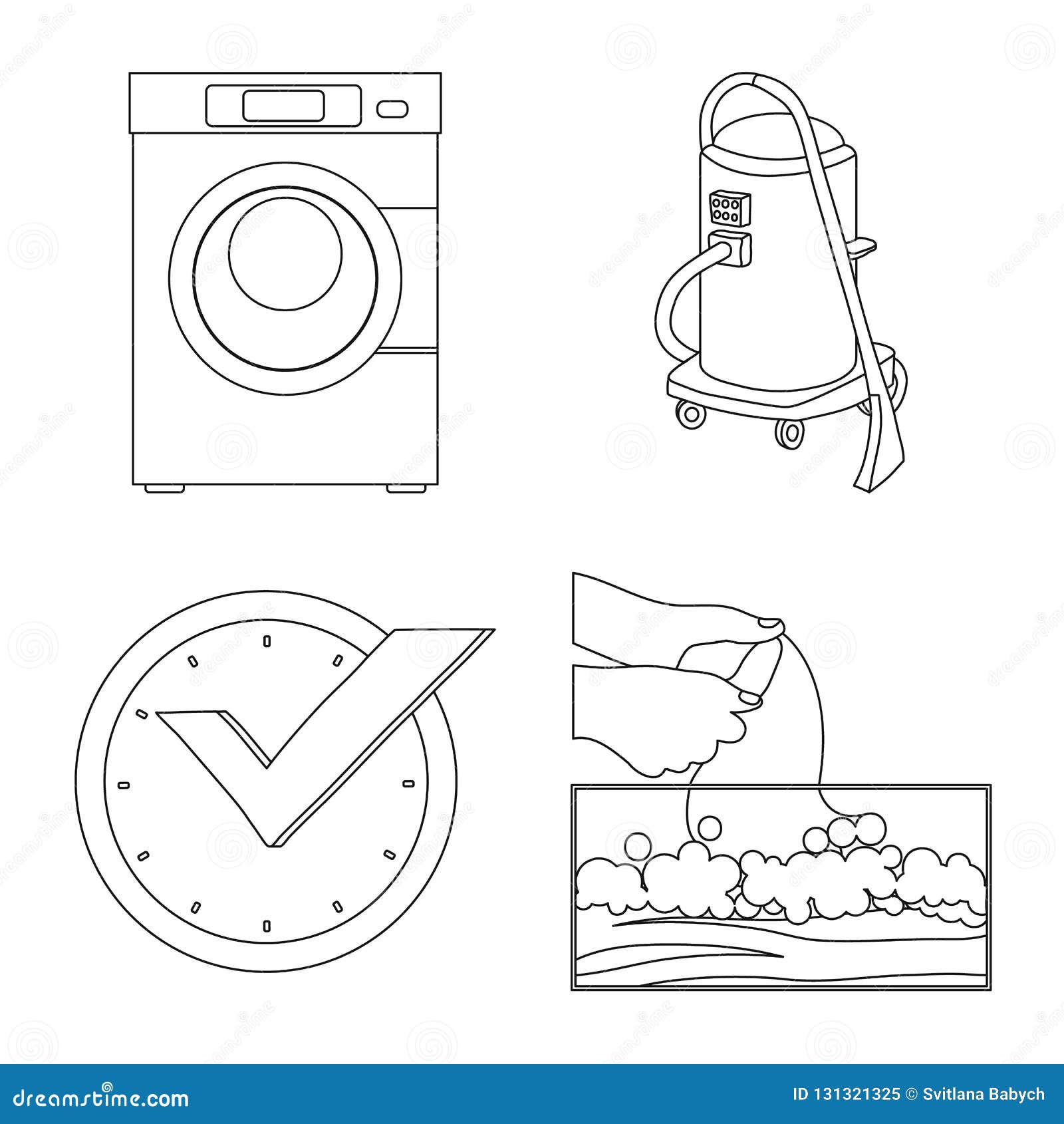 Isolated Object of Laundry and Clean Sign. Set of Laundry and Clothes ...