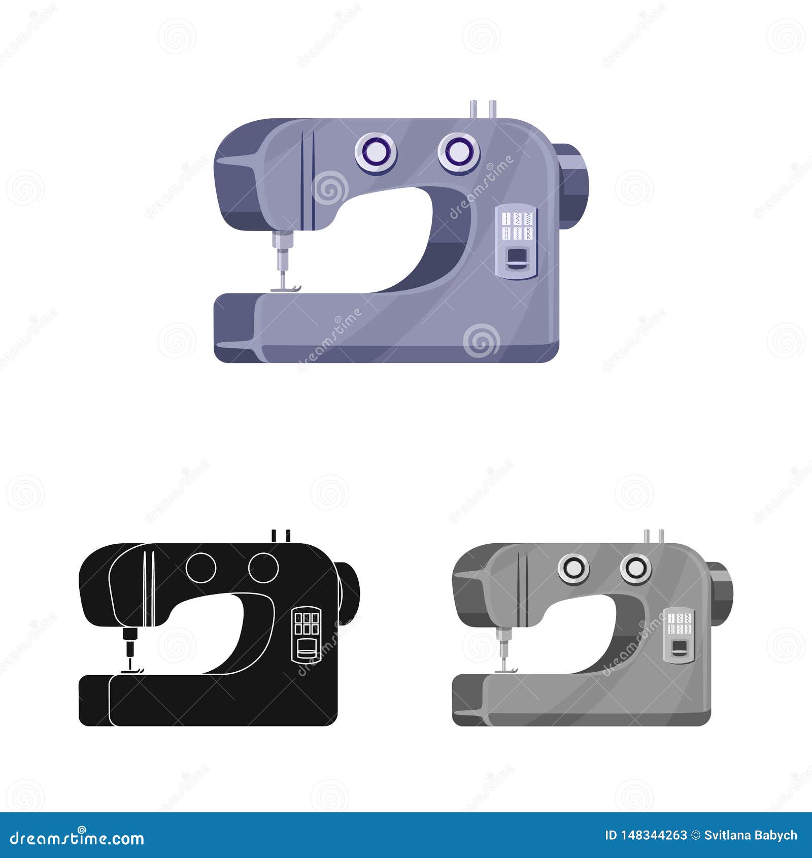 Vector Illustration of Machine and Tailor Sign. Collection of Machine ...