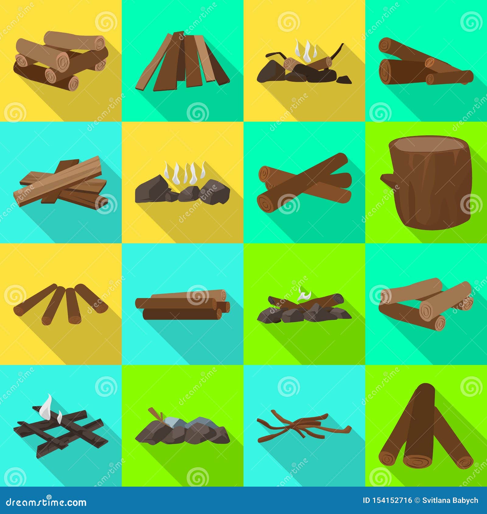Vector Illustration Of Material And Logging Symbol Collection Of