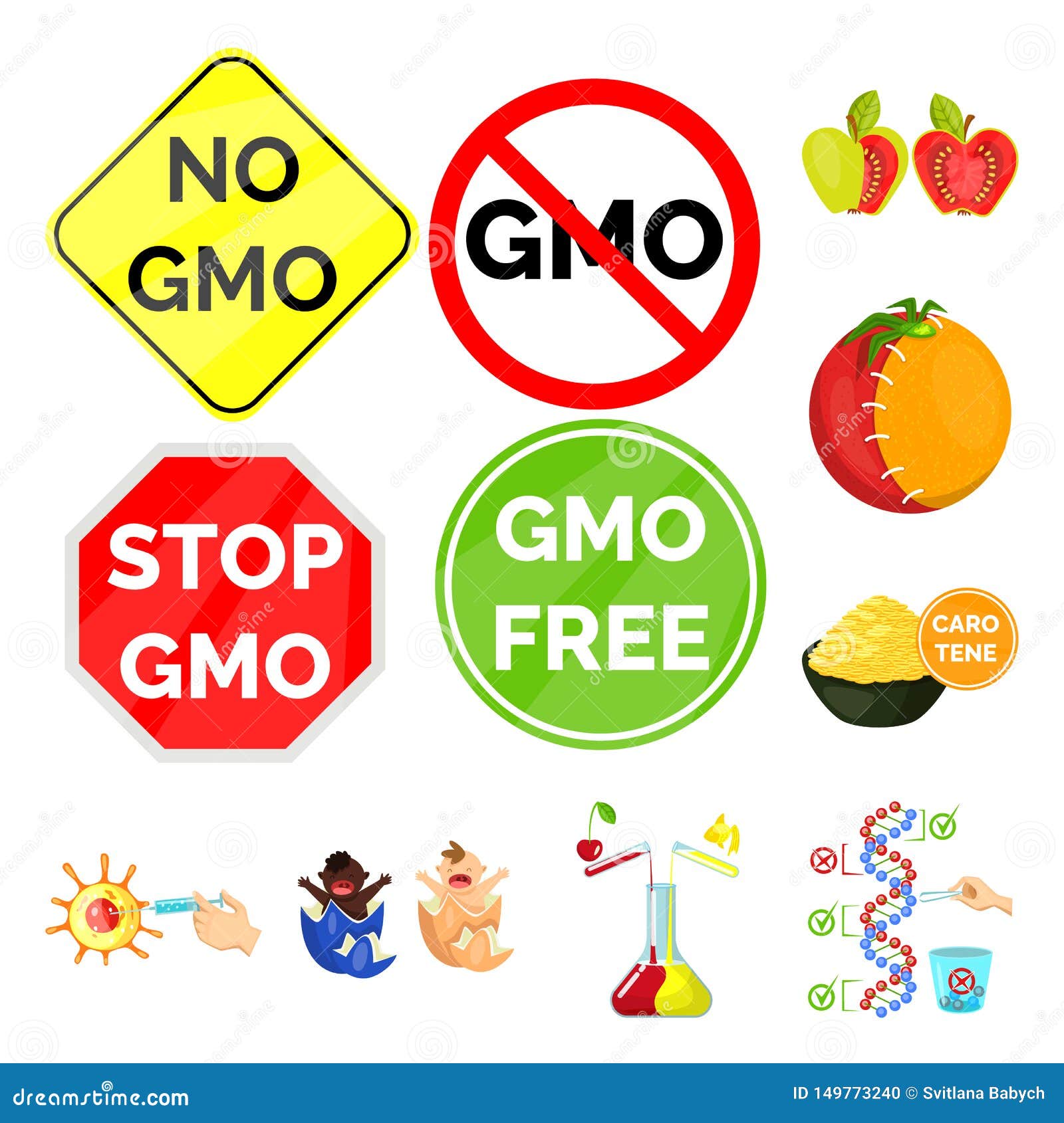 Isolated Object of Modified and Genetically Icon. Collection of ...