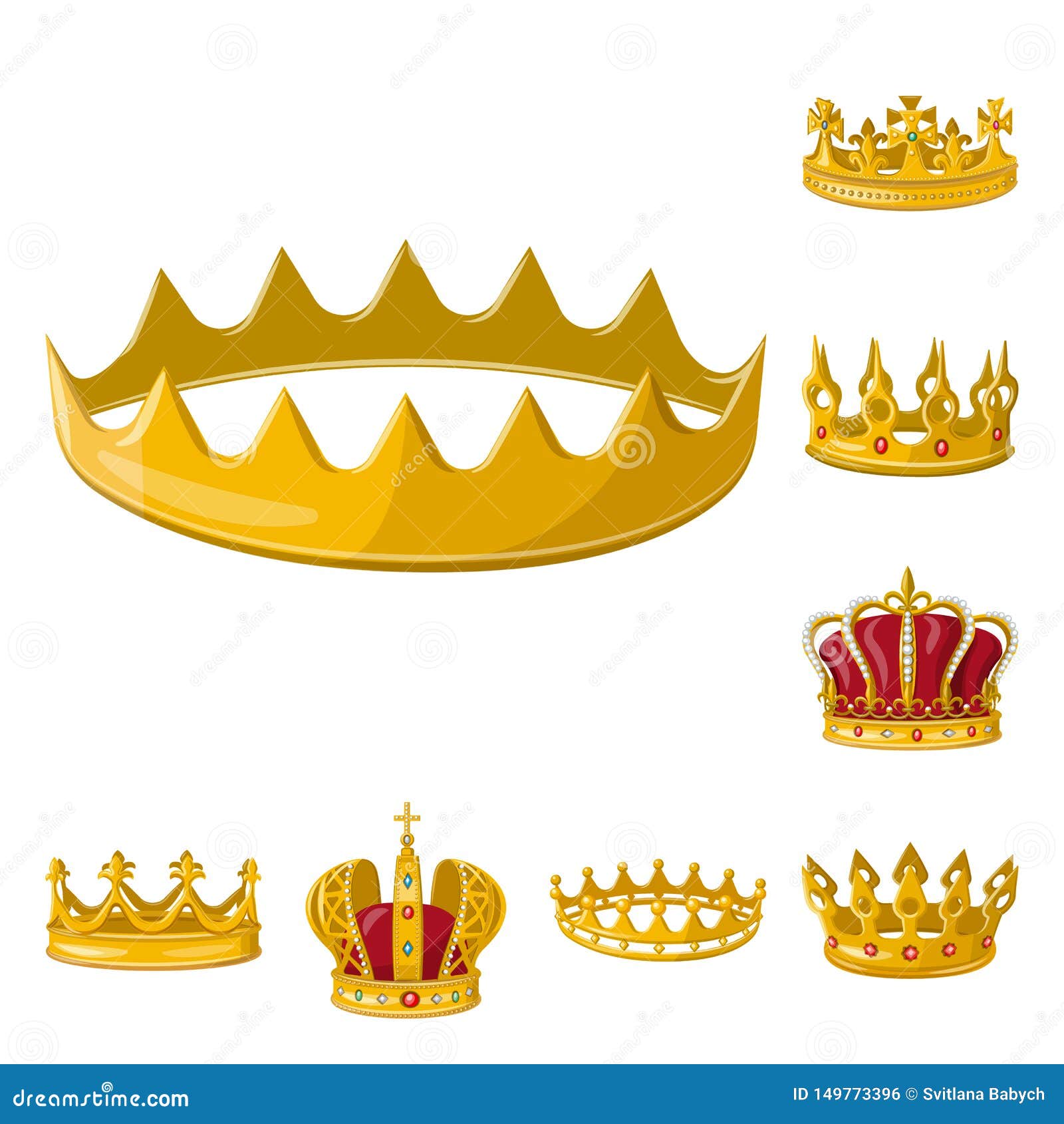 Vector Illustration of Monarchy and Gold Symbol. Set of Monarchy and ...