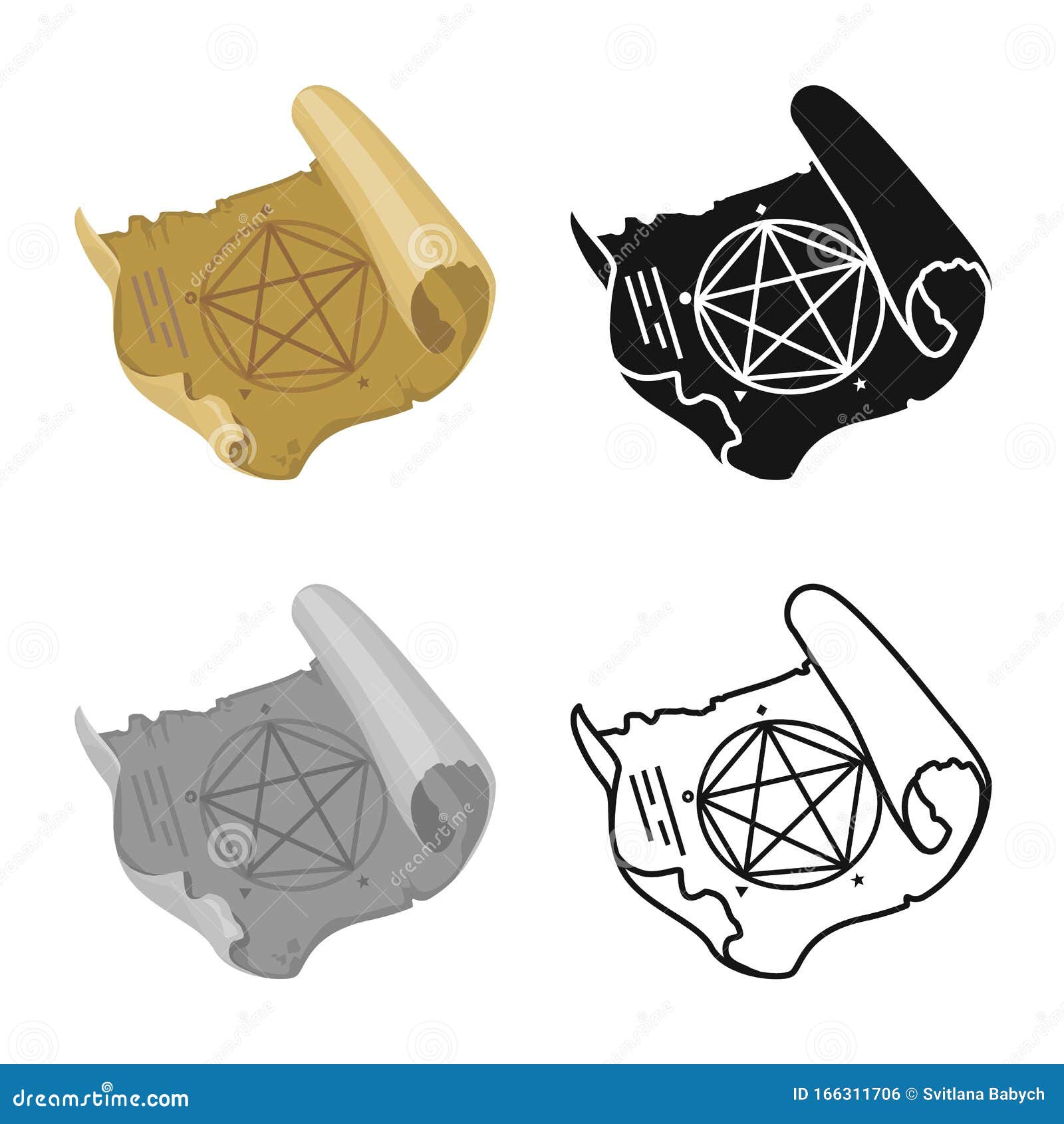 Vector Illustration of Parchment and Alchemy Symbol. Graphic of ...