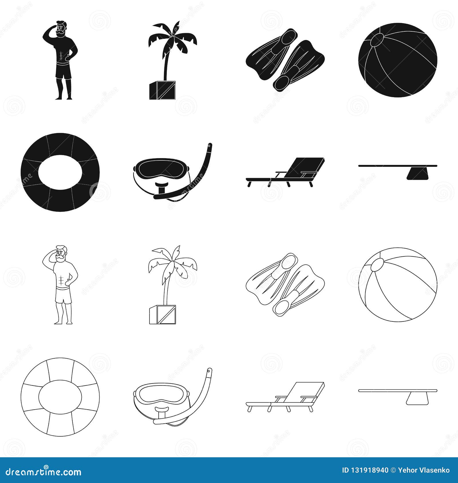 Isolated Object of Pool and Swimming Symbol. Set of Pool and Activity ...