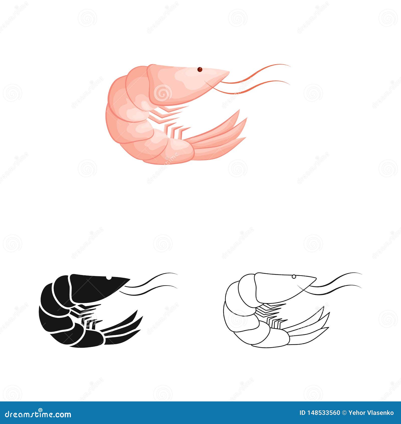 Isolated Object of Prawn and Creature Logo. Collection of Prawn and ...