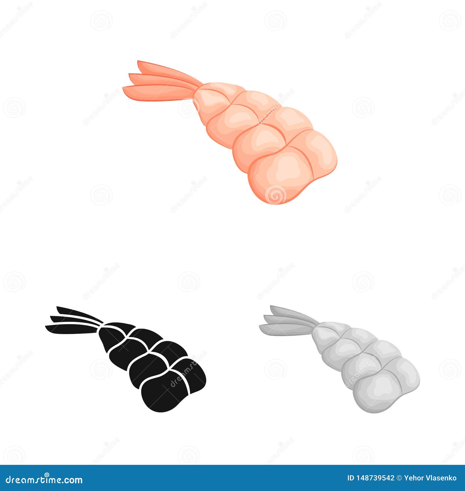 Isolated Object of Prawn and Creature Symbol. Collection of Prawn and ...