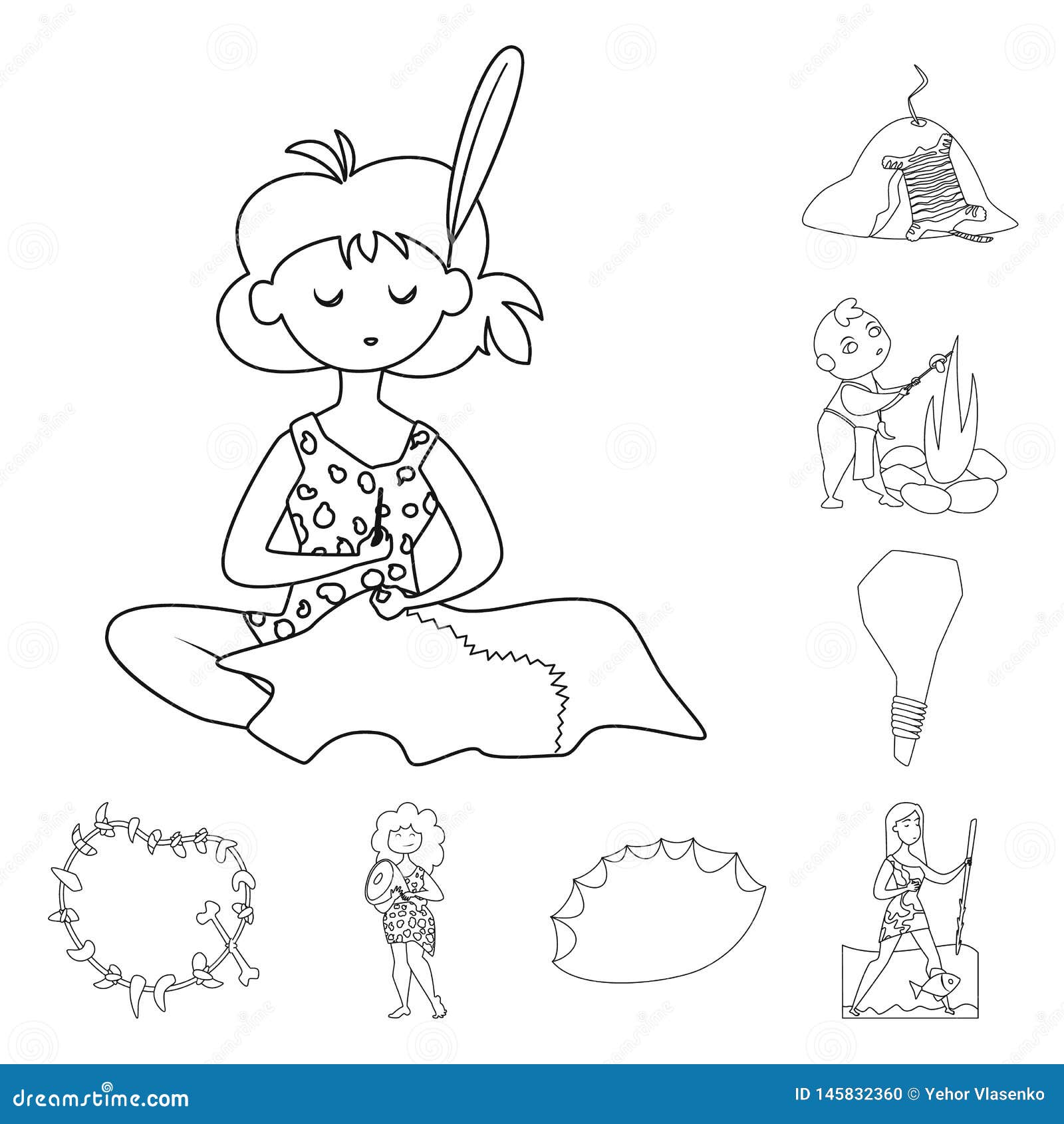 Isolated Object of Primitive and Archeology Icon. Set of Primitive and ...