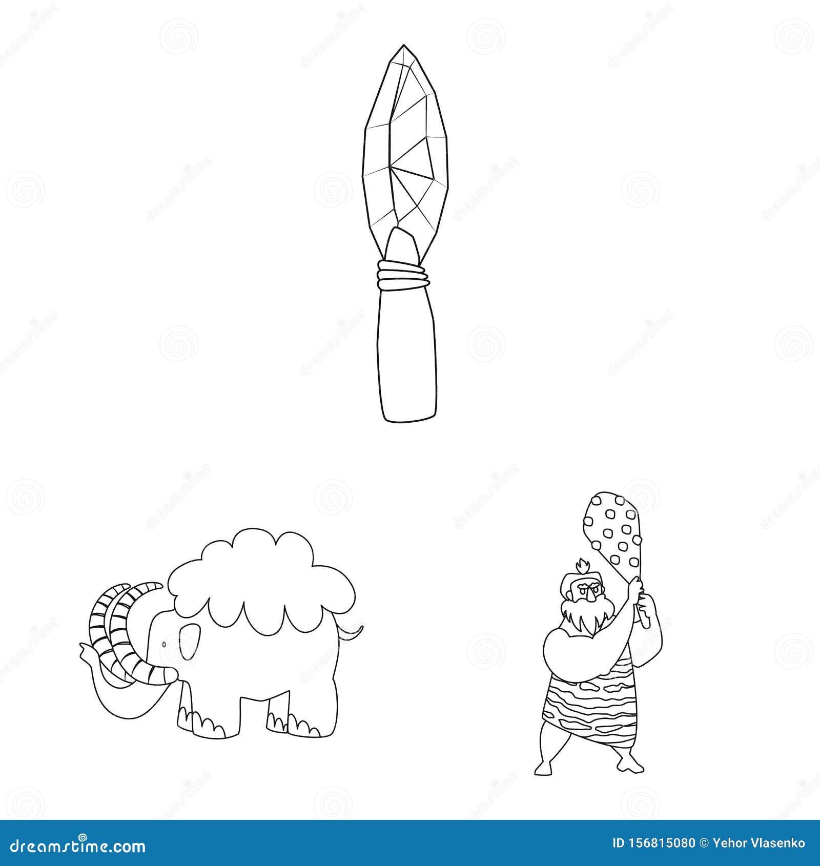 Vector Illustration of Primitive and Archeology Symbol. Set of ...