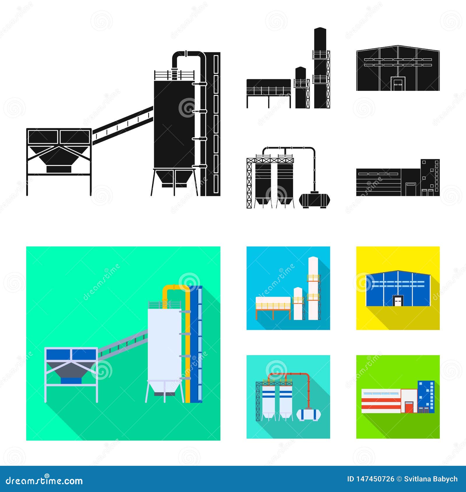 Isolated Object of Production and Structure Icon. Set of Production and ...