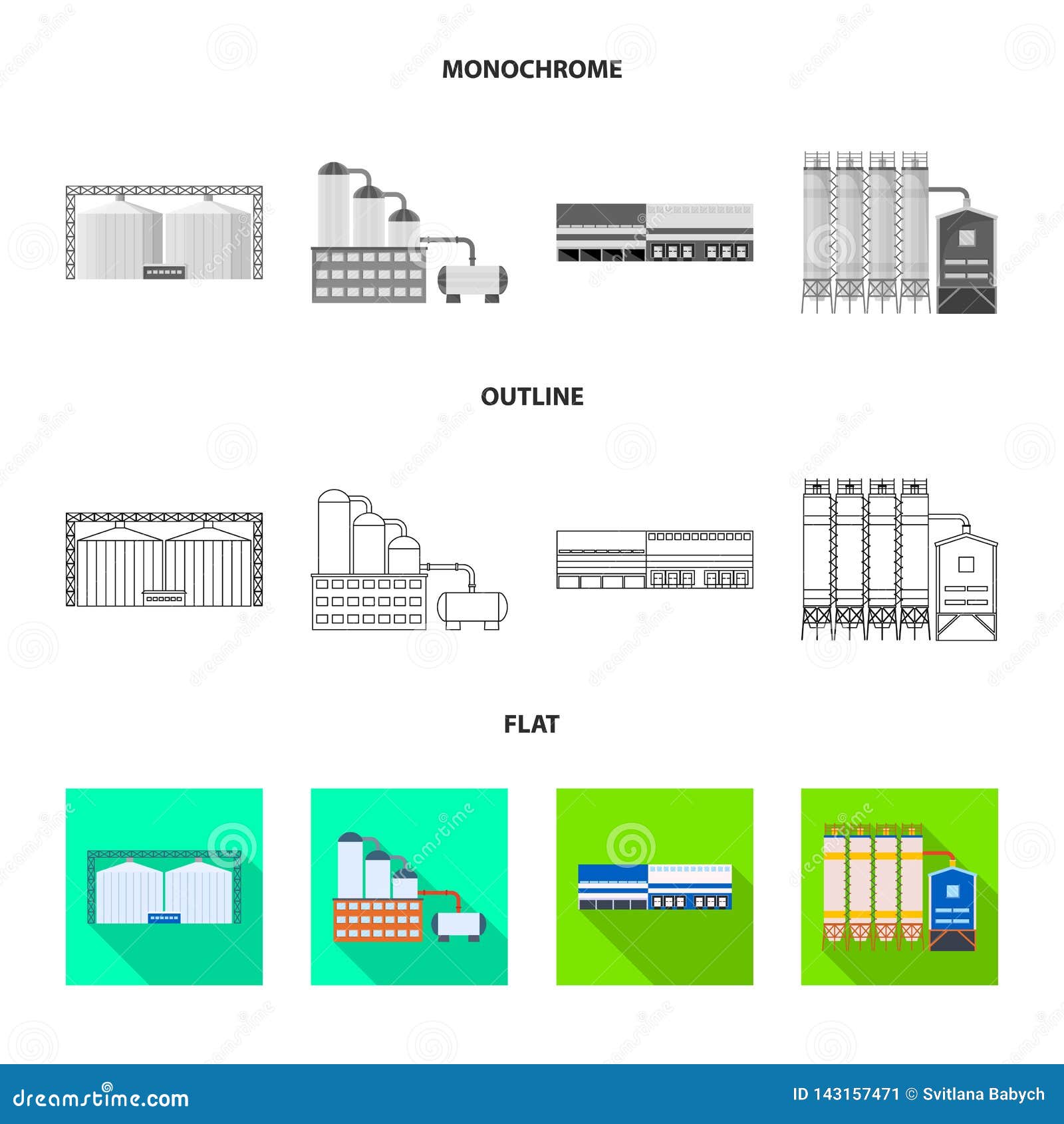 Vector Illustration of Production and Structure Symbol. Collection of ...