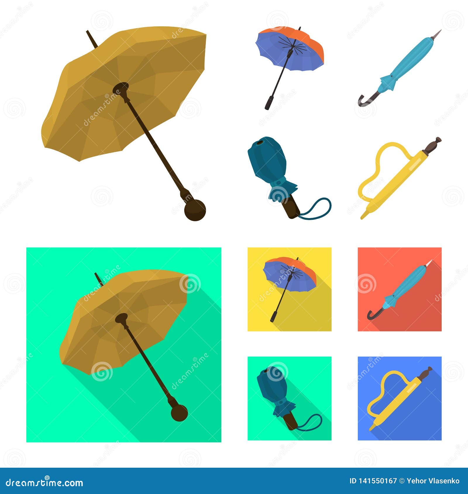 Isolated Object of Protection and Closed Icon. Collection of Protection ...