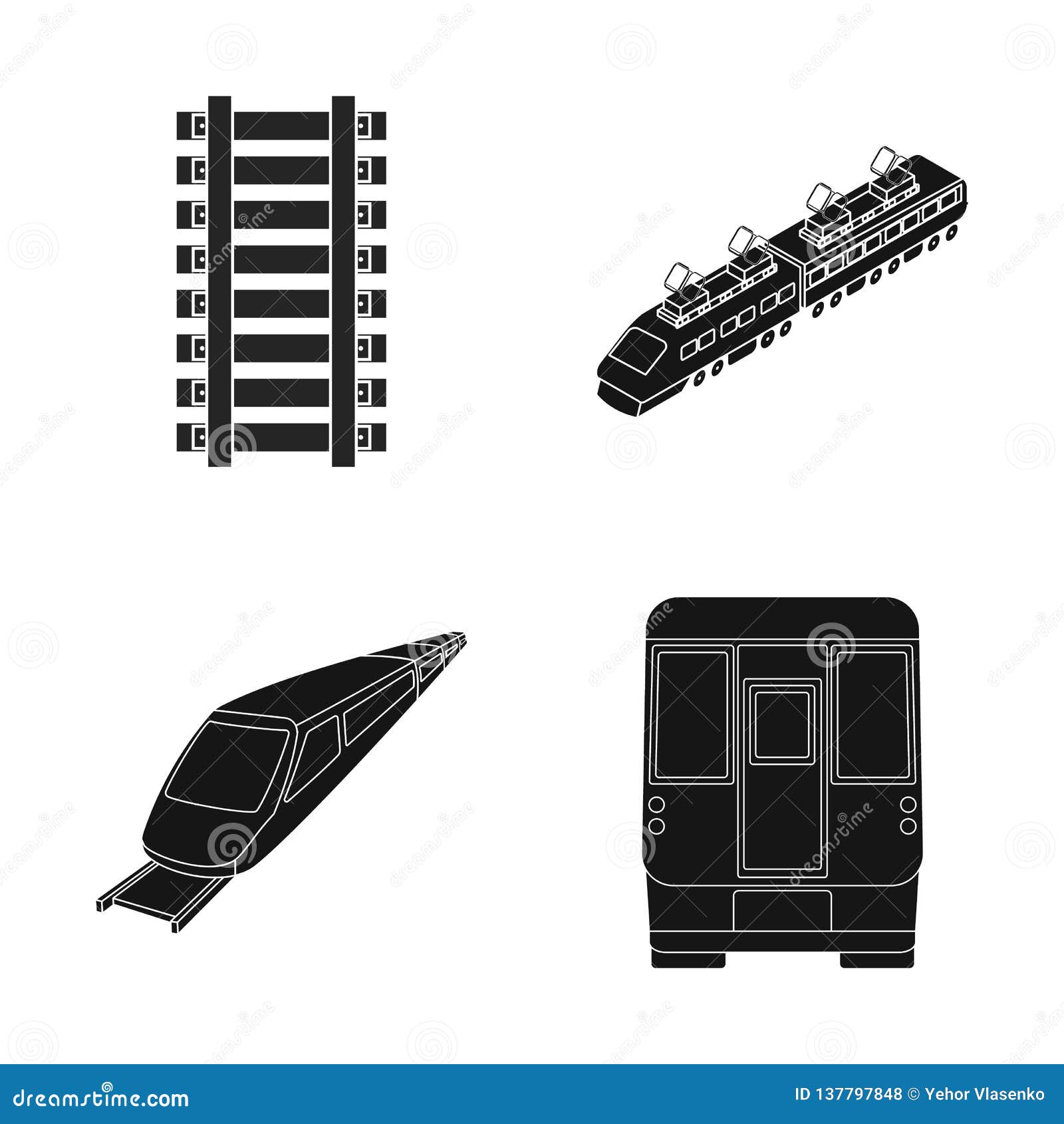 Isolated Object of Railroad and Train Icon. Set of Railroad and Way ...