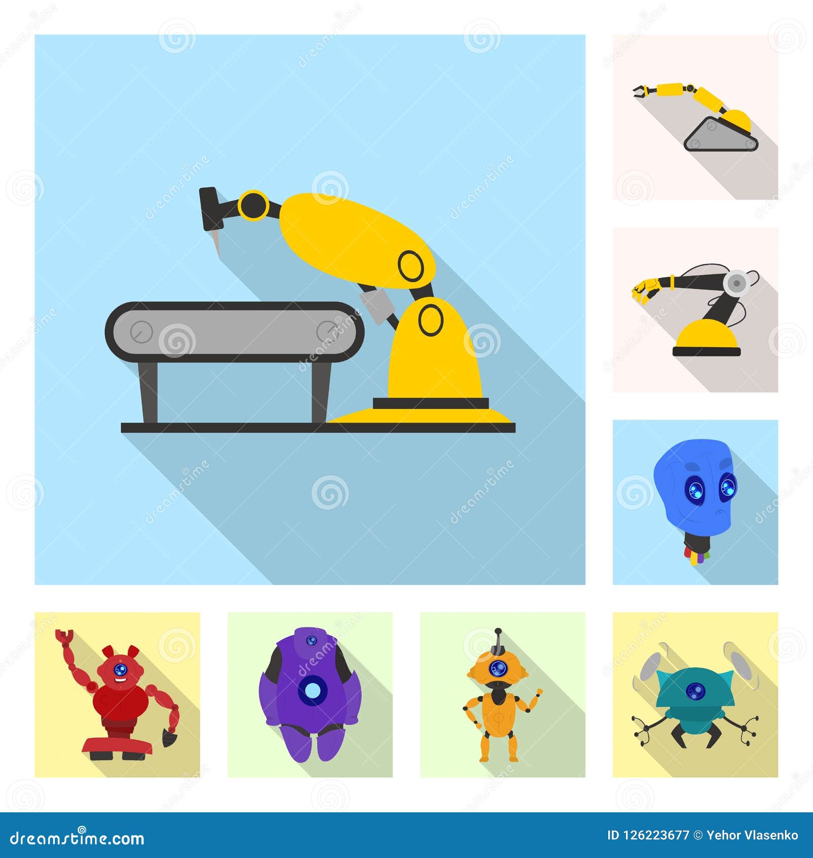 Isolated Object Of Robot And Factory Icon Set Of Robot And Space