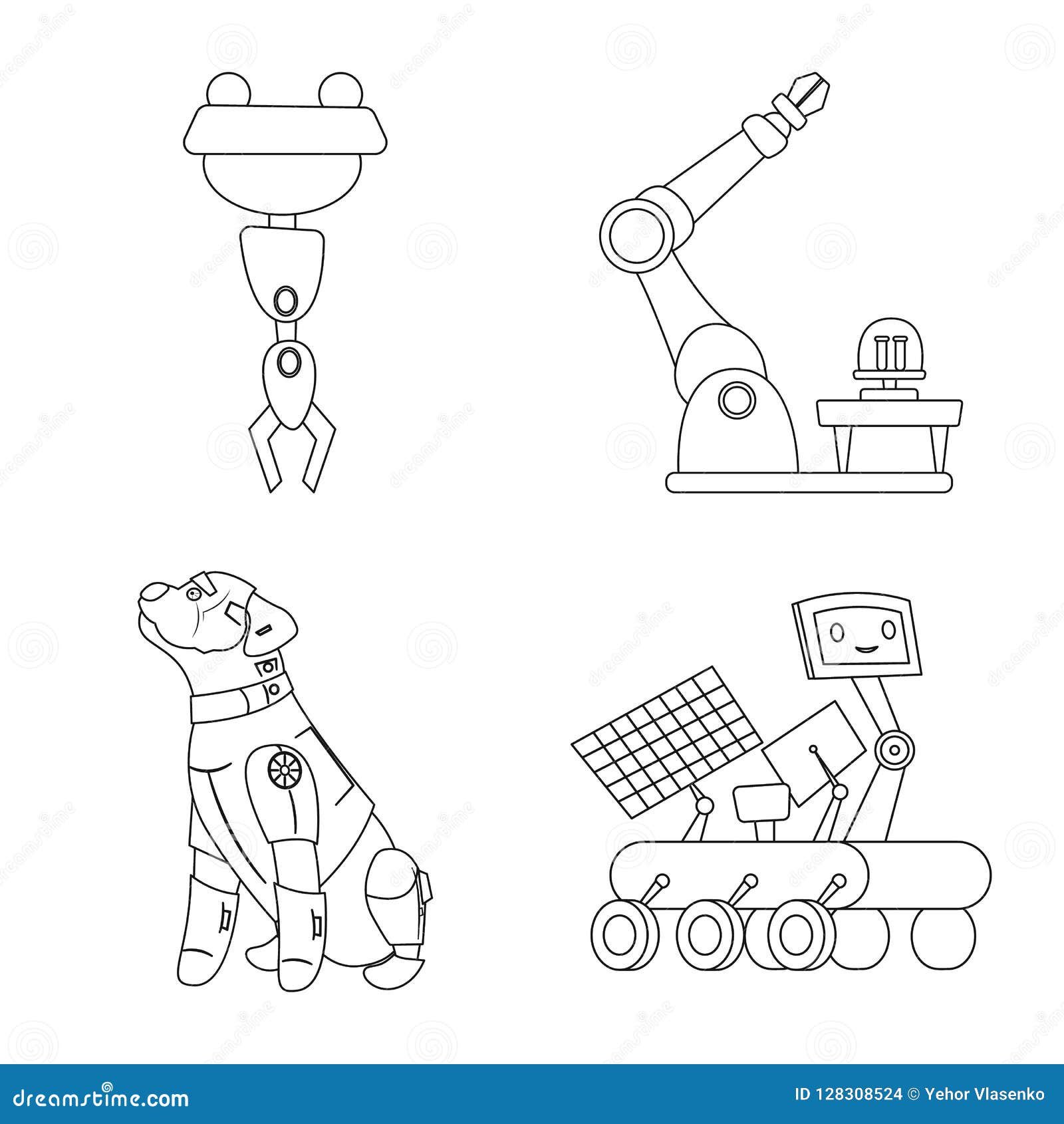 Isolated Object Of Robot And Factory Icon Set Of Robot And Space