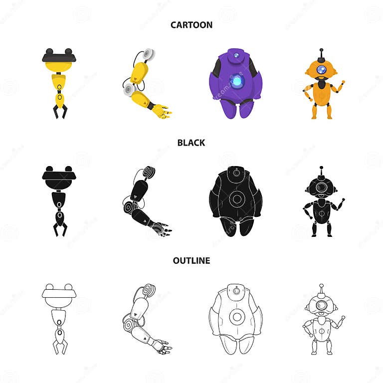 Vector Illustration Of Robot And Factory Sign Collection Of Robot And