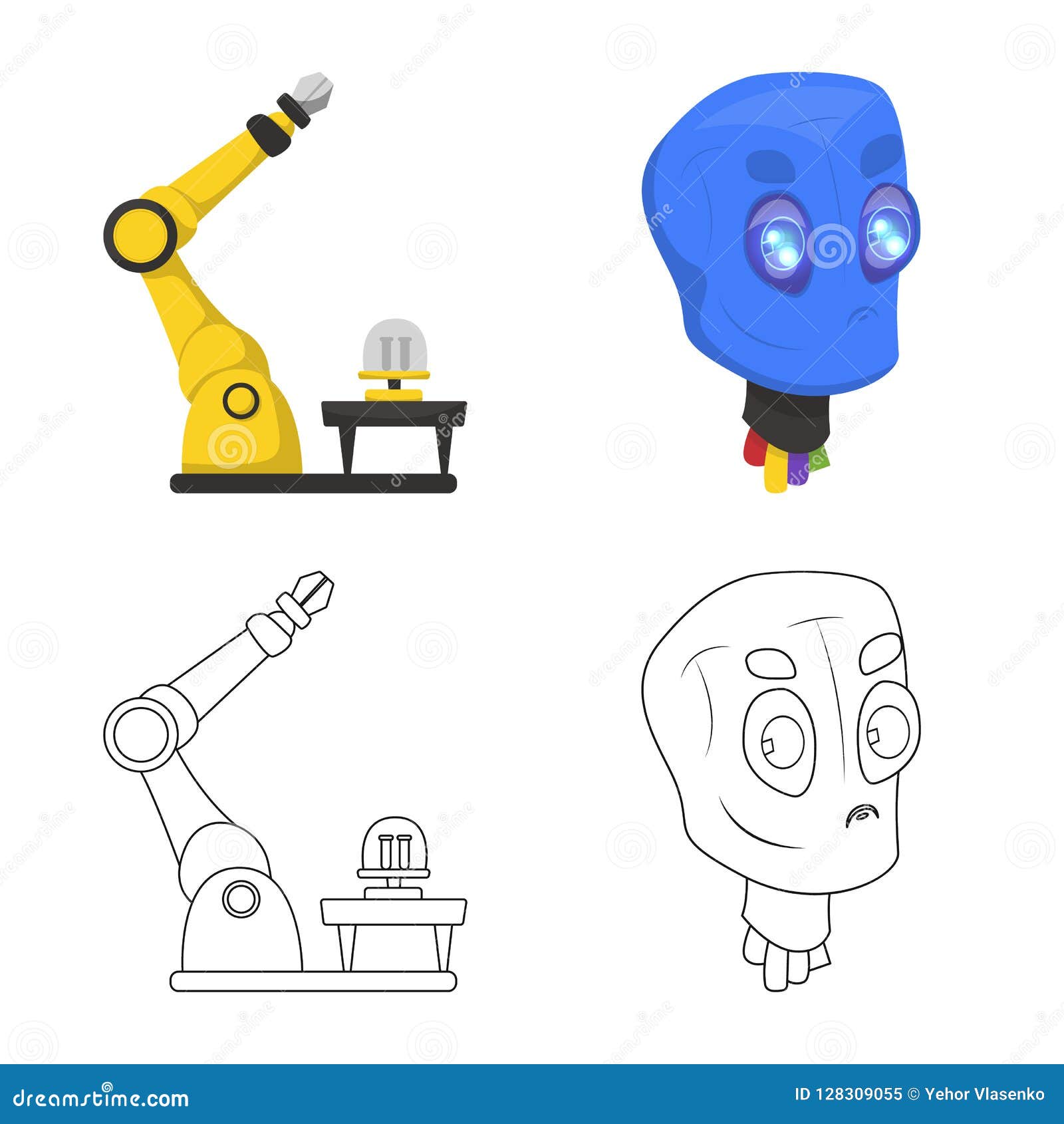 Isolated Object Of Robot And Factory Logo Set Of Robot And Space Stock