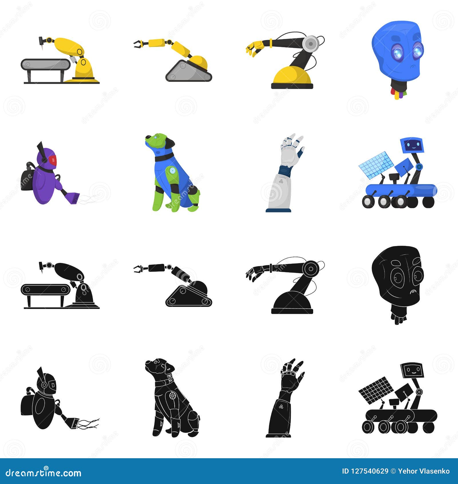 Isolated Object Of Robot And Factory Logo Set Of Robot And Space