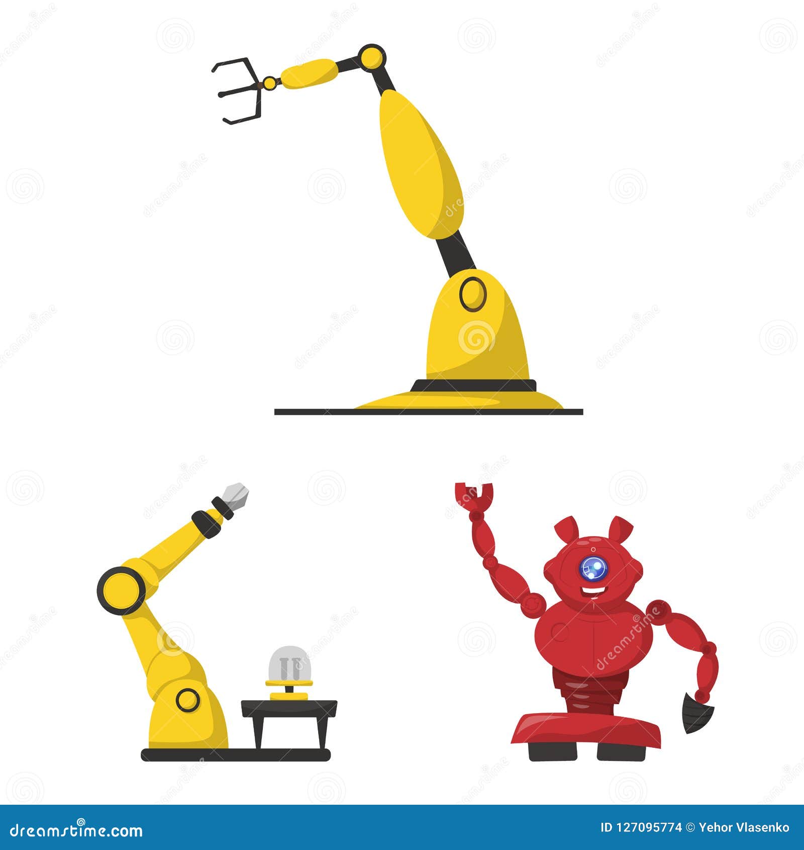 Vector Illustration Of Robot And Factory Symbol Set Of Robot And Space