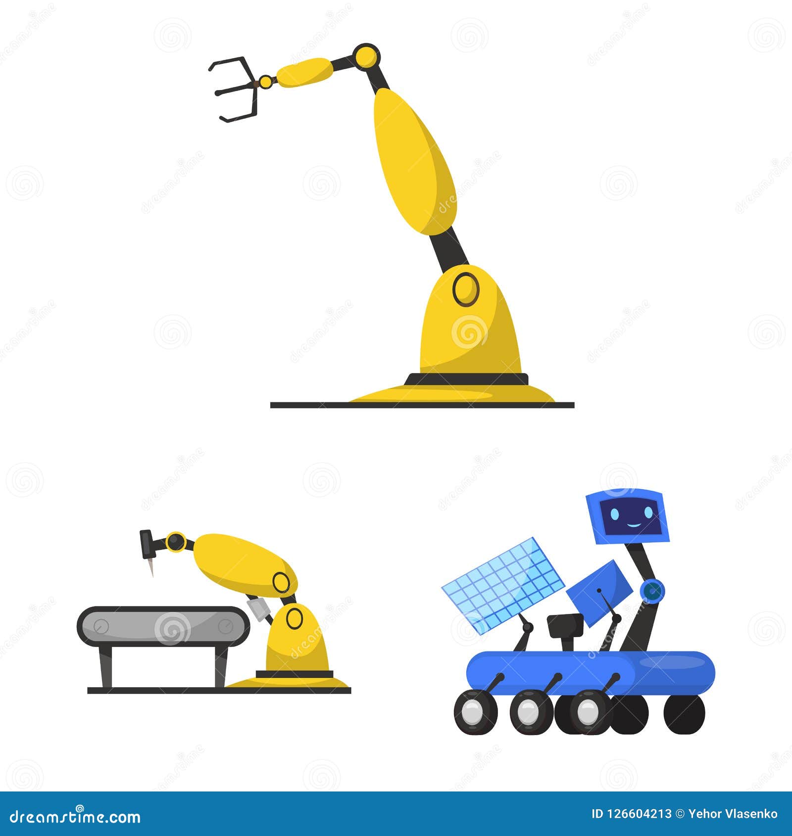 Isolated Object Of Robot And Factory Sign Collection Of Robot And