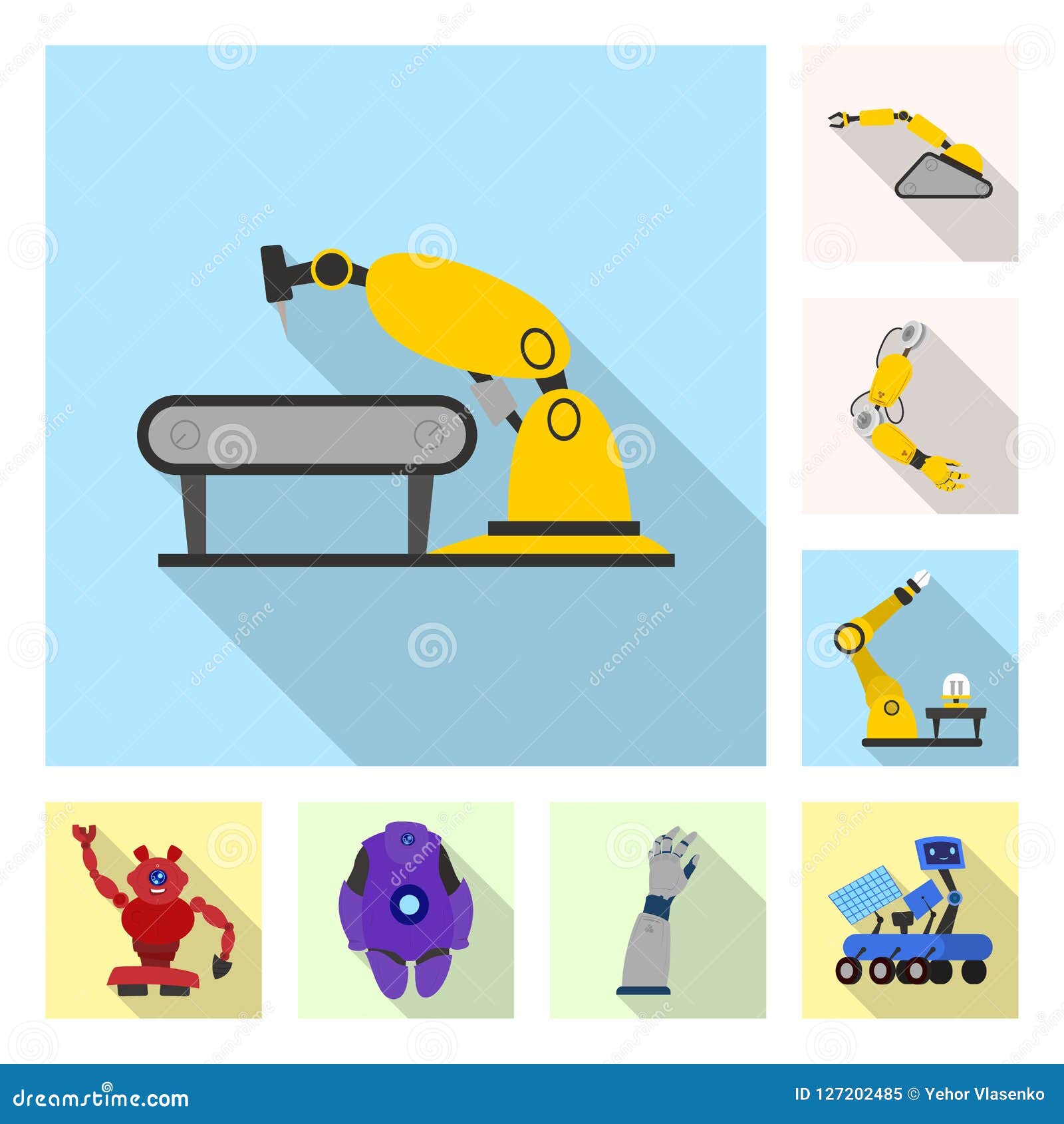 Vector Illustration Of Robot And Factory Symbol Collection Of Robot